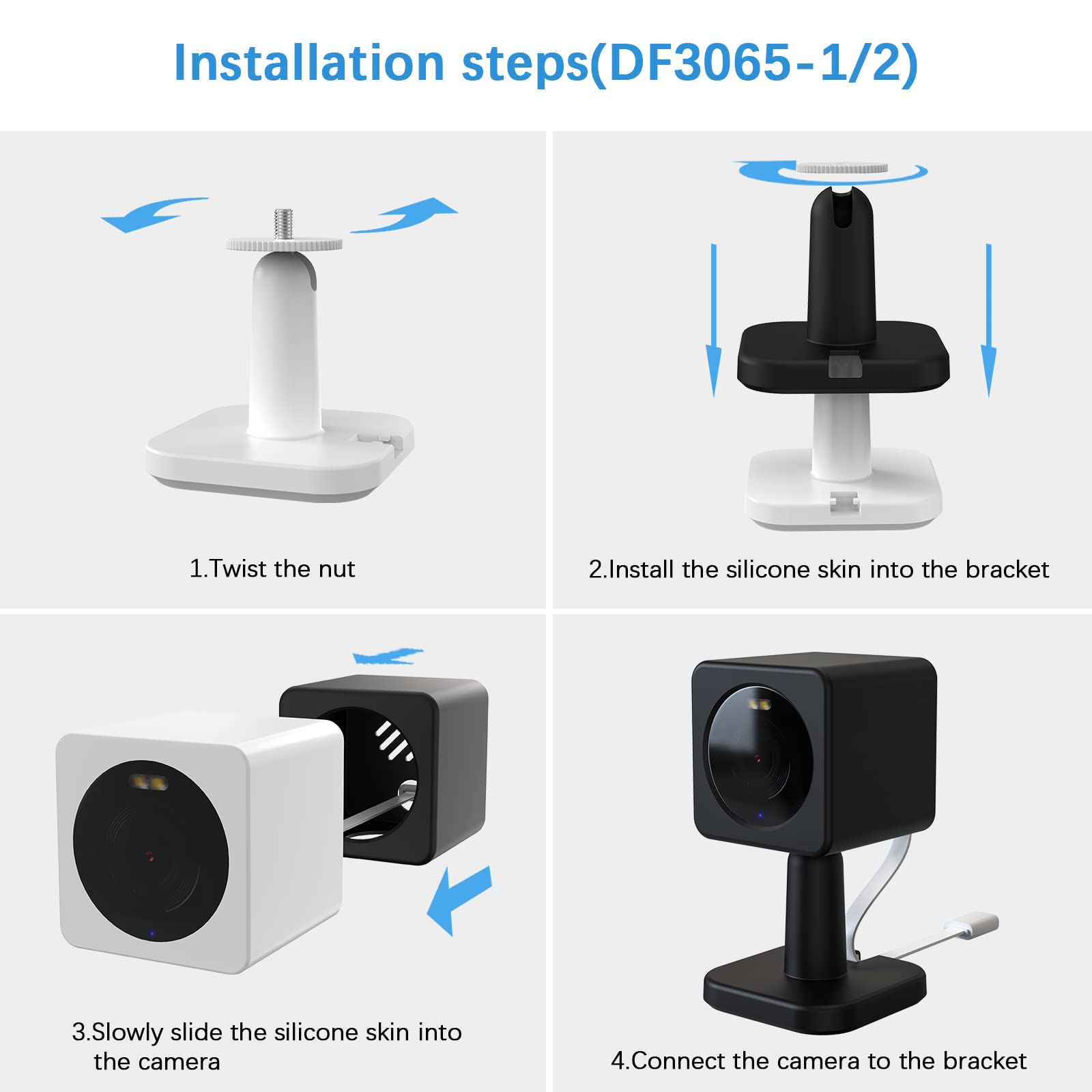 HOLACA Silicone Skin for Wyze Cam OG/OG Telephoto - Come with Quick Wall Mount Bracket - Anti-Scratch Protective Cover - Extra Protect Wyze Camera (Black, 1pack)