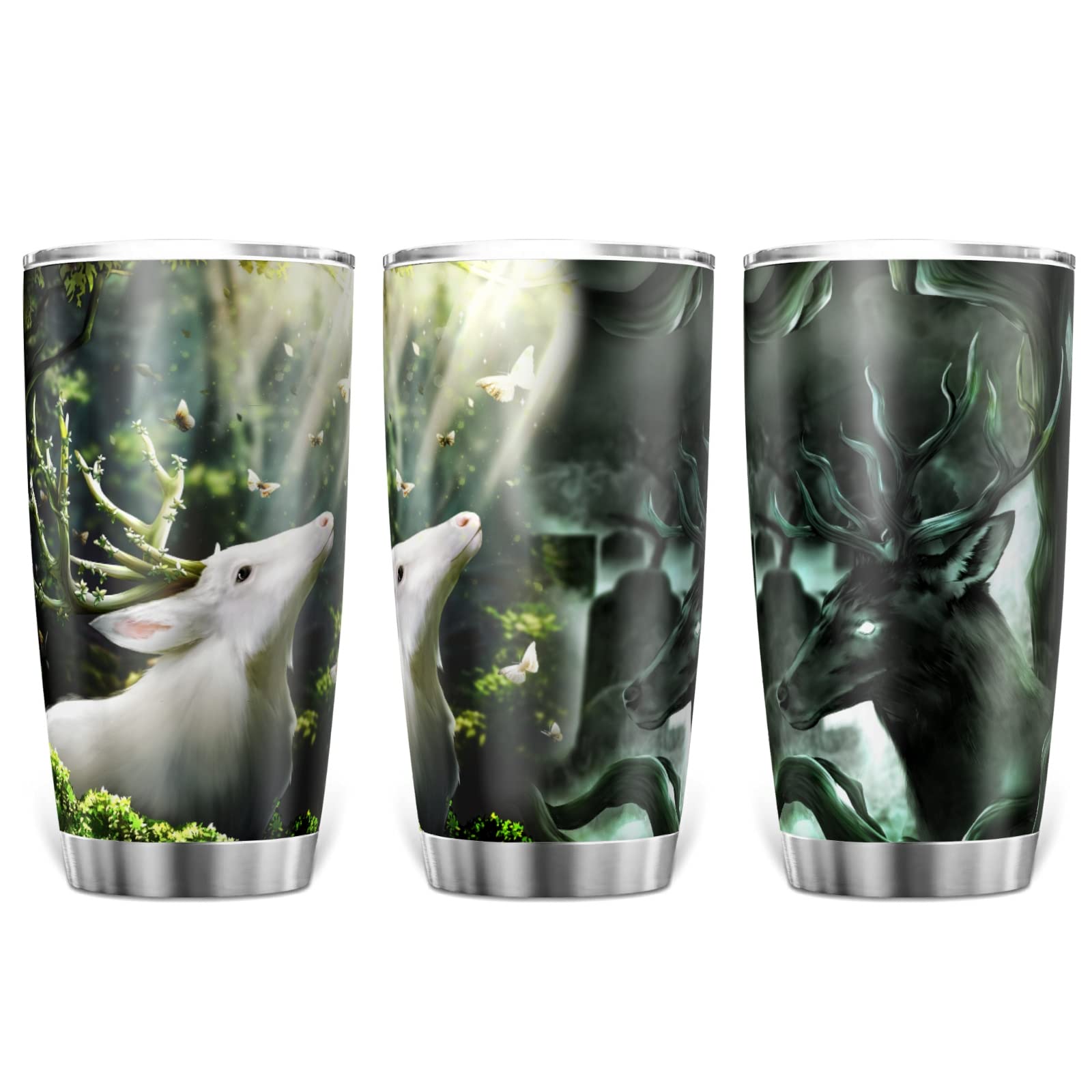 Animal Deer Insulated Tumbler, 20oz Stainless Steel Coffee Travel Mug With Lid for Cold and Hot Drinks