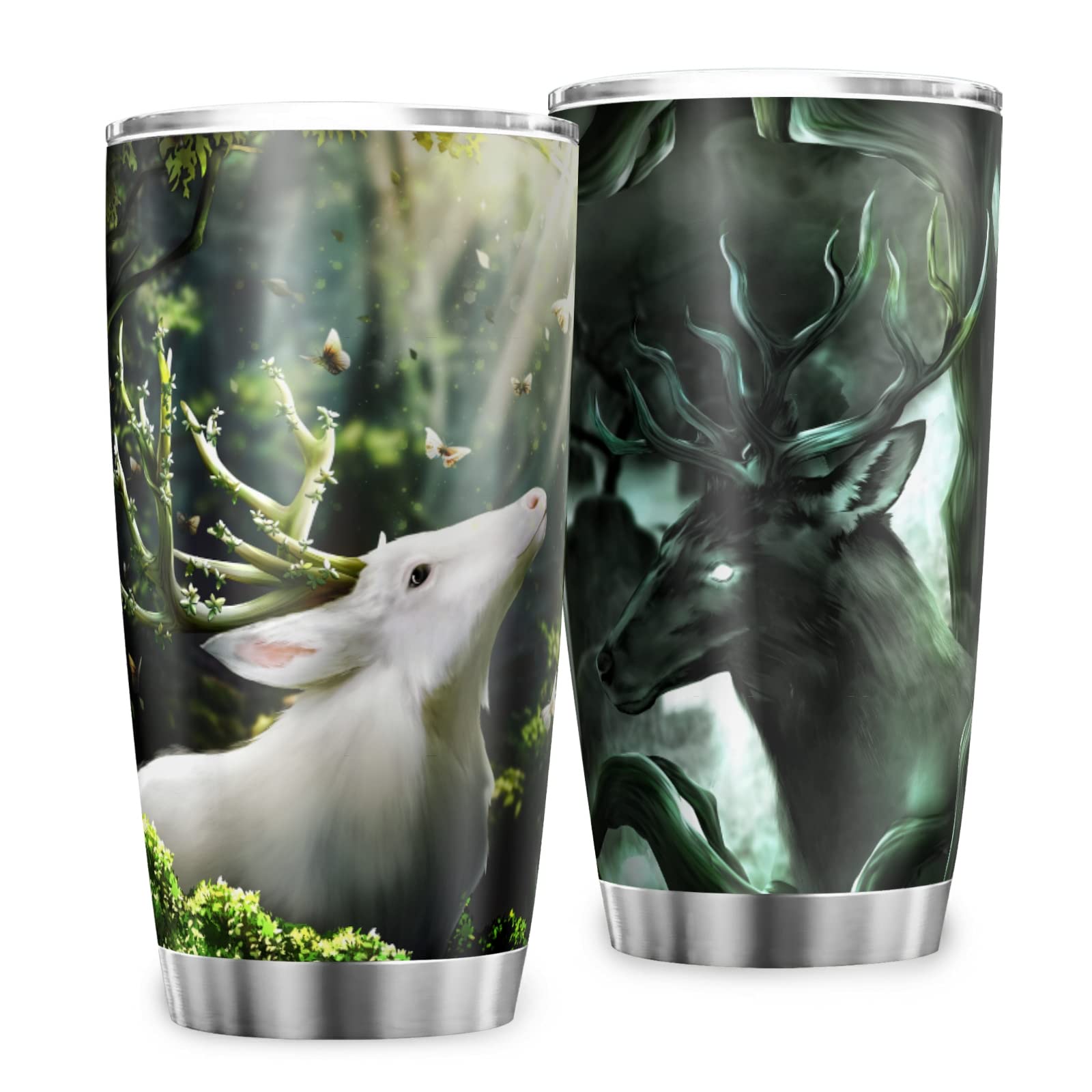 Animal Deer Insulated Tumbler, 20oz Stainless Steel Coffee Travel Mug With Lid for Cold and Hot Drinks