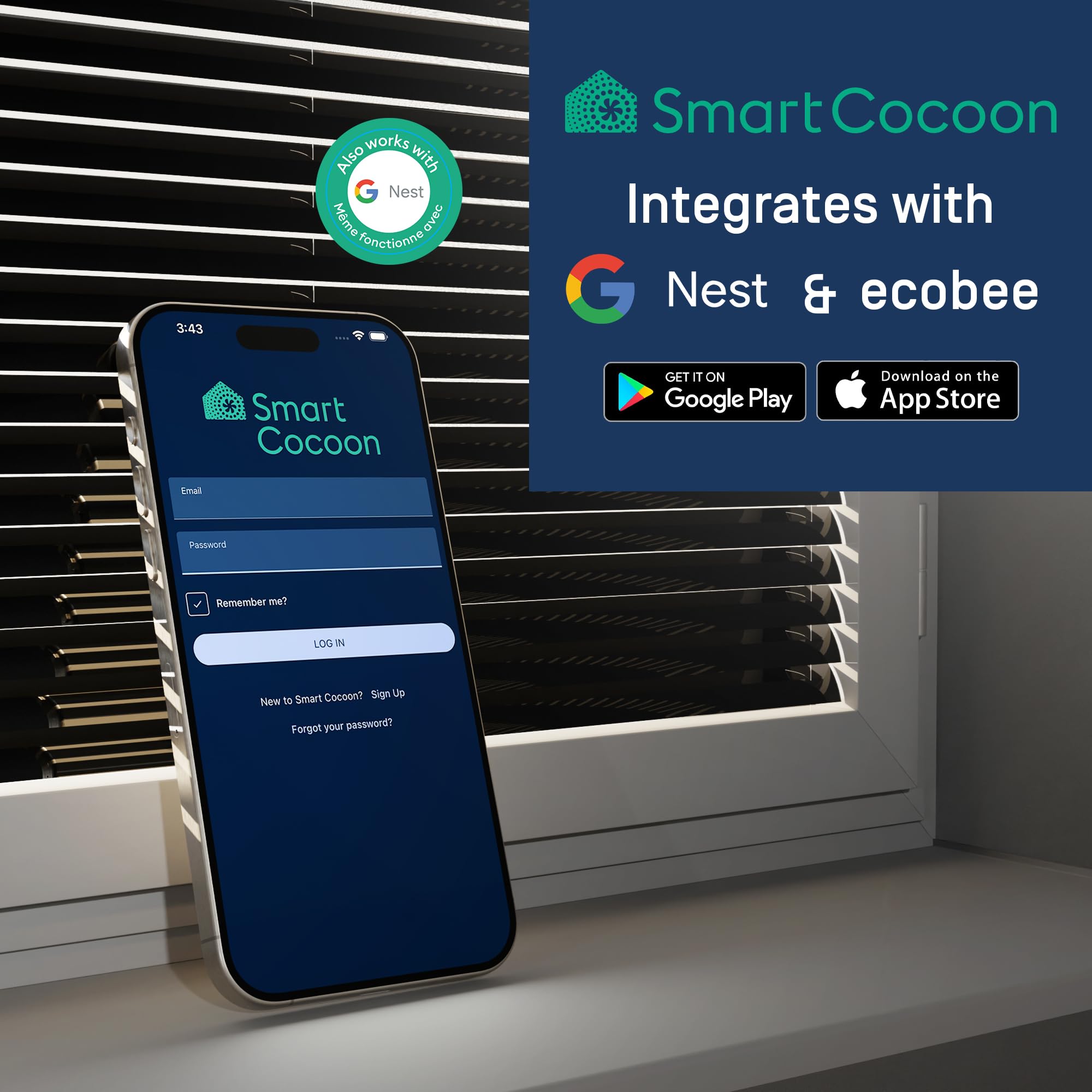 SMARTCOCOON 4"X10" Intelligent Booster Fan System - Integrates With Ecobee & Nest Smart Thermostats - Increase Airflow to Bedroom & Syncs To Your HVAC System - Renter Friendly Floor Fan For Vent