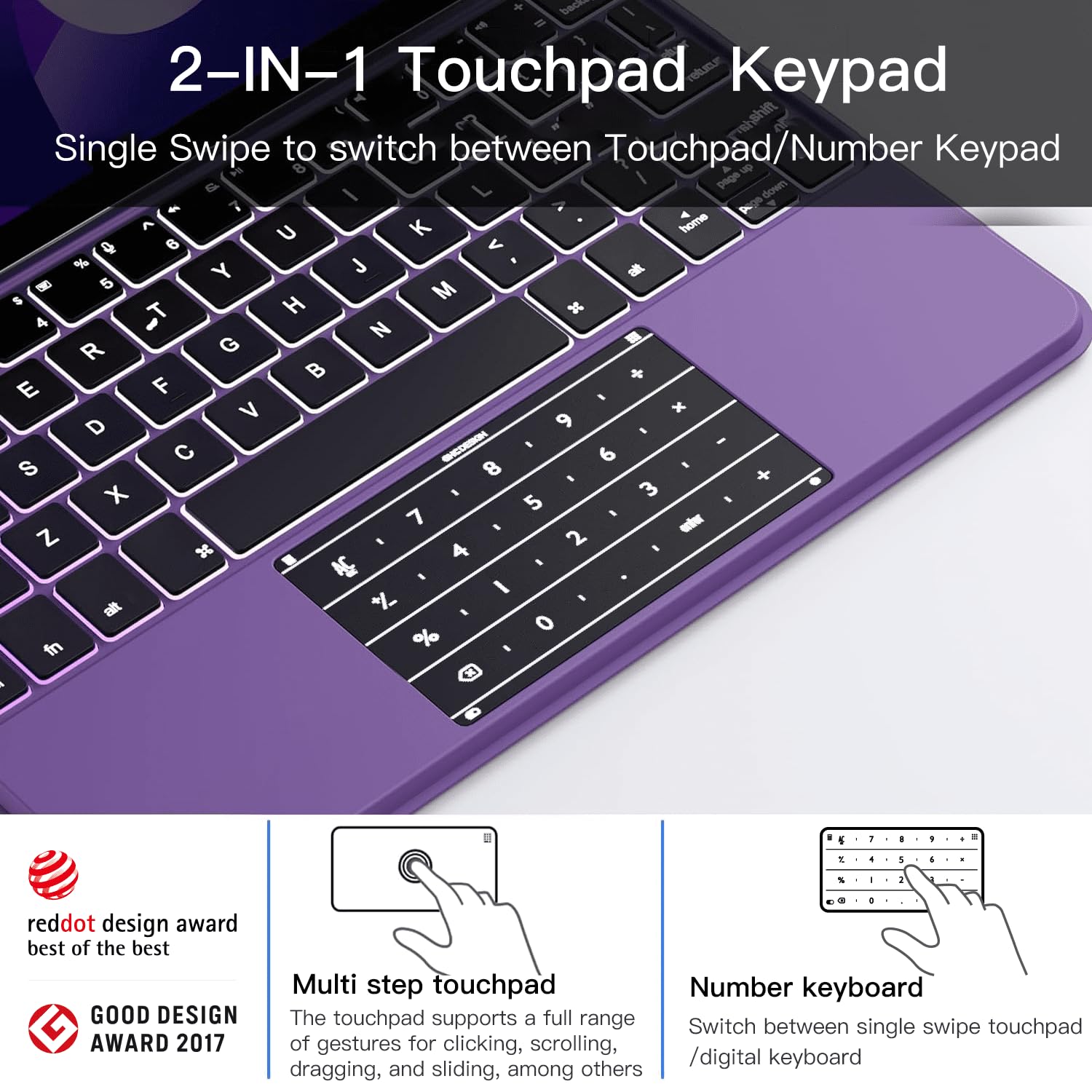 Nums The Smart Numeric Keyboard for MacBook Air 13''(2018-2021 M1), A1932 /A2179 /A2337, TouchpadProtector, 2-N-1 Touchpad with NumericKeypad