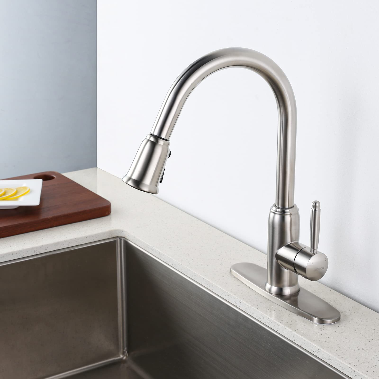 Faucet Plate, ALEASHA Kitchen Sink Cover Stainless Steel Plate for 1 or 3 Hole Bathroom or Kitchen Sink Faucet 10 Inch Escutcheon Hole Covers Polished (Brushed Nickel)