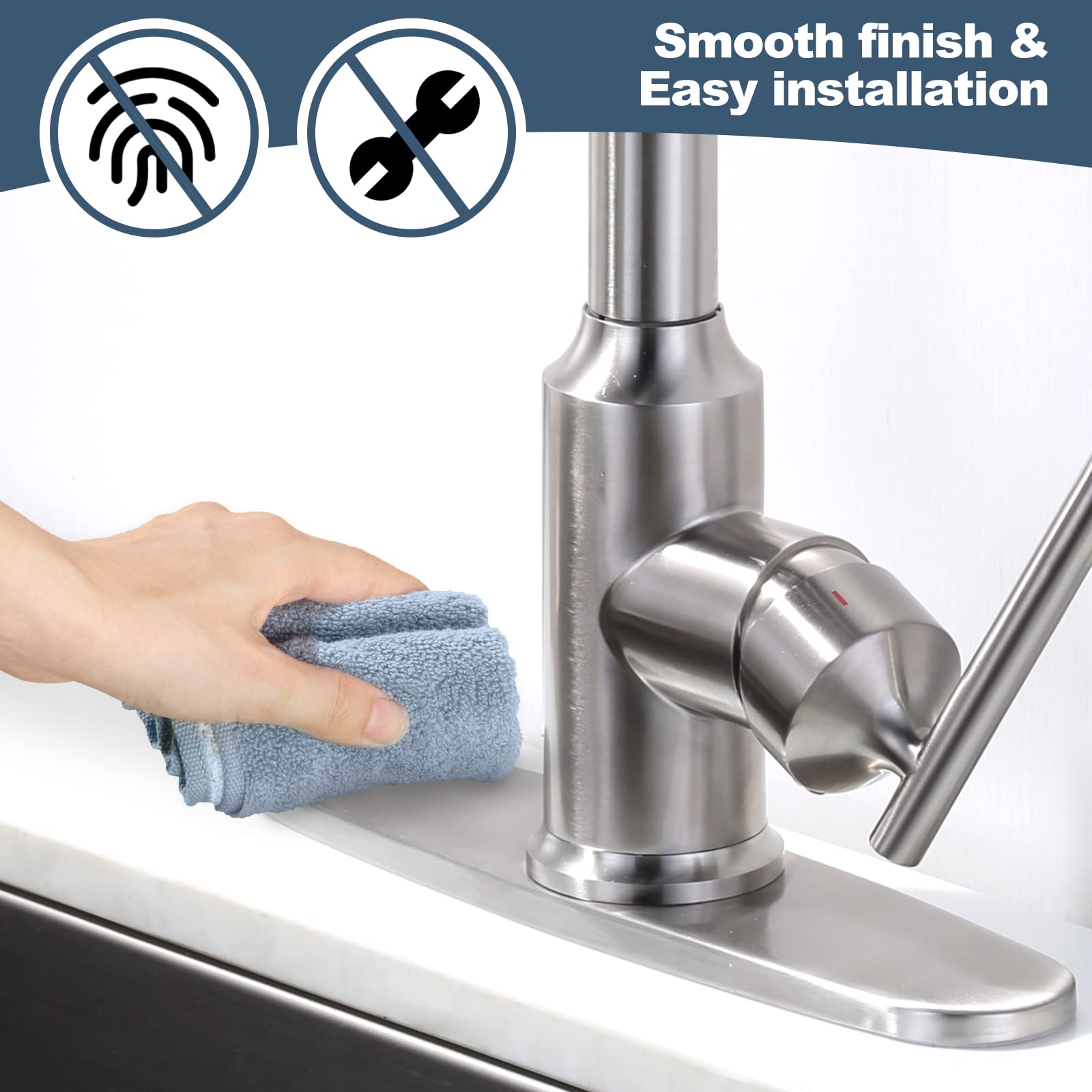 Faucet Plate, ALEASHA Kitchen Sink Cover Stainless Steel Plate for 1 or 3 Hole Bathroom or Kitchen Sink Faucet 10 Inch Escutcheon Hole Covers Polished (Brushed Nickel)