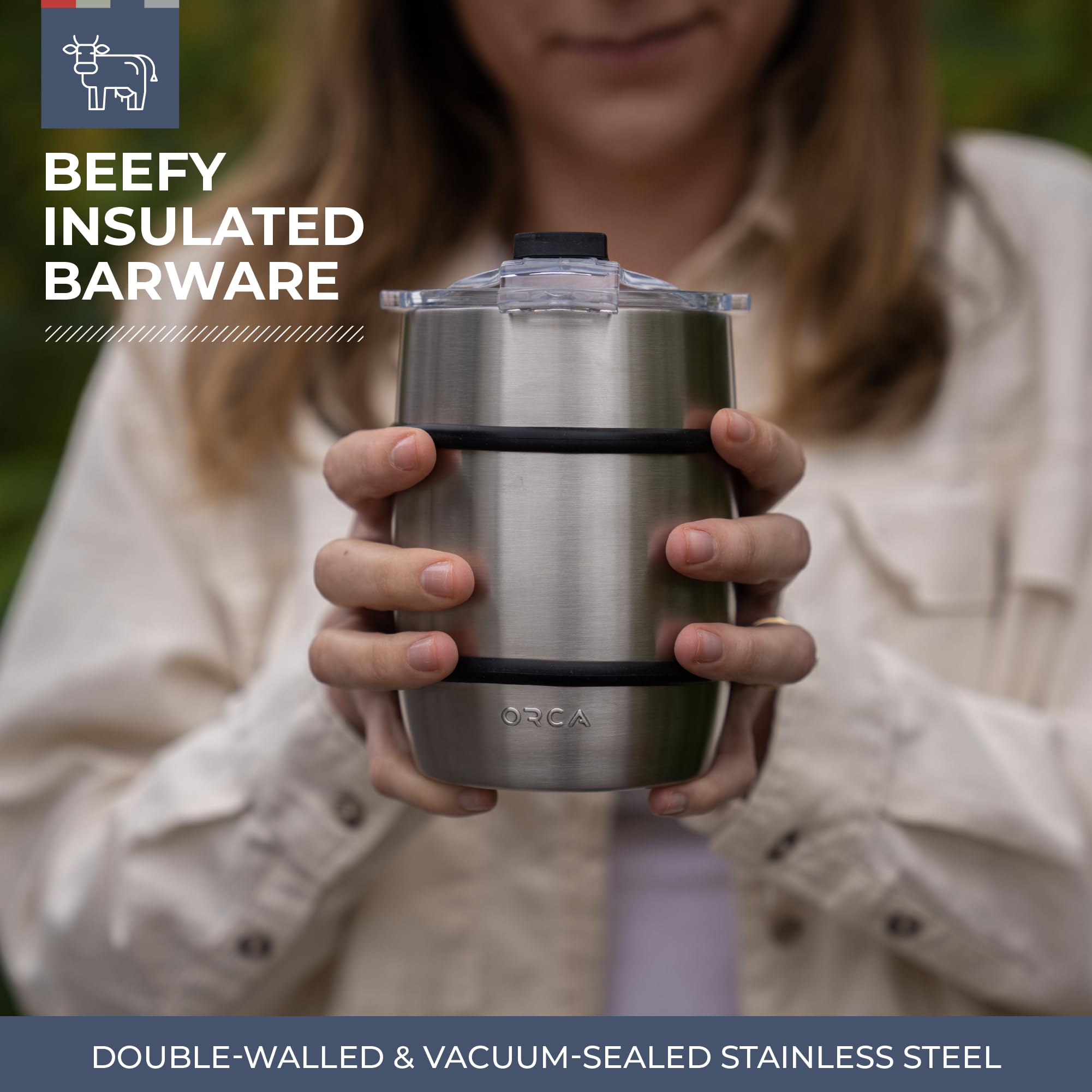 ORCA Double Barrel 24oz | Temperature Insulated, Stainless Steel Tumbler with a Classy Wood Grain Print, for Whiskey, Beer, Coffee or Whatever You're Having β White Oak