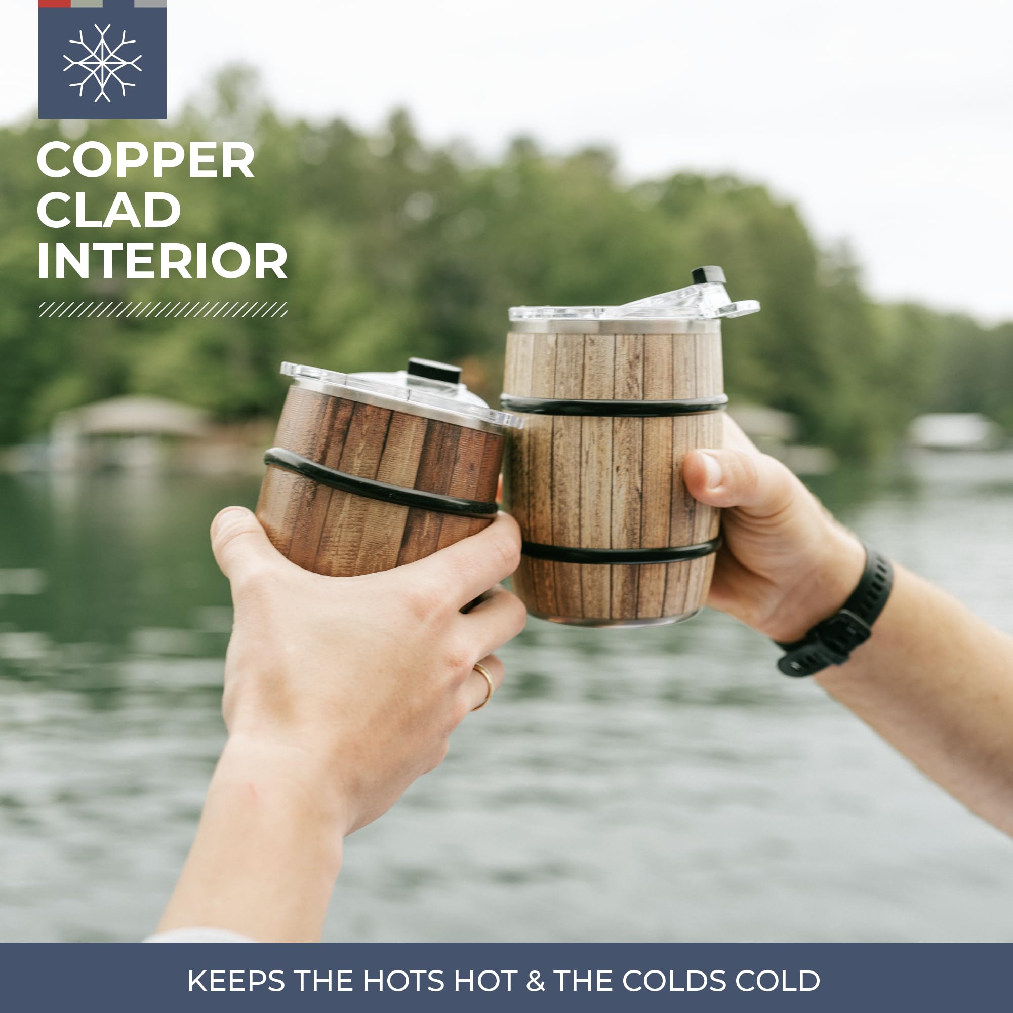 ORCA Double Barrel 24oz | Temperature Insulated, Stainless Steel Tumbler with a Classy Wood Grain Print, for Whiskey, Beer, Coffee or Whatever You're Having β White Oak