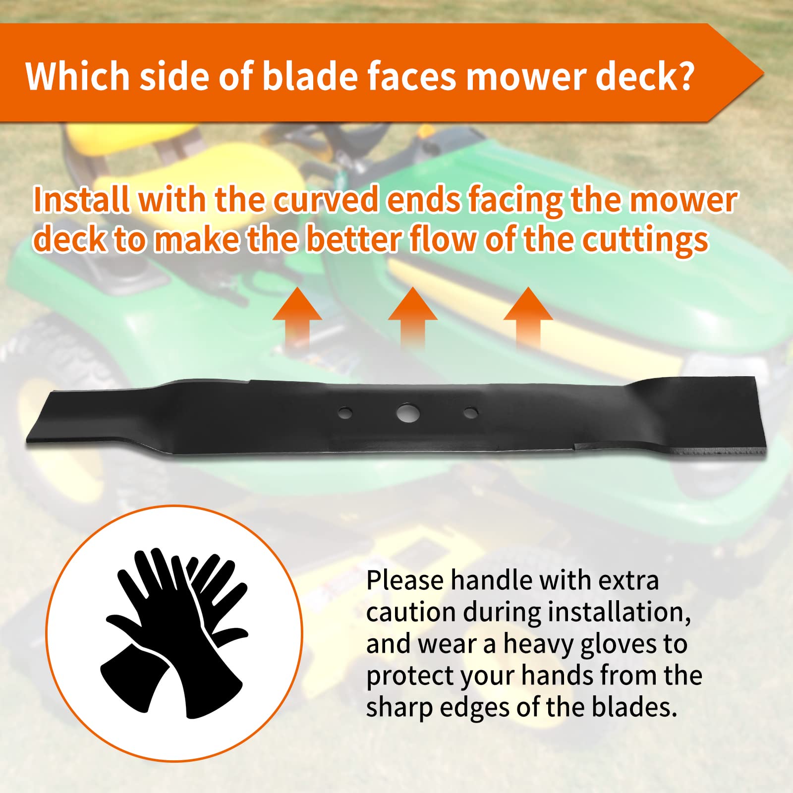 budrash GX20249 Mower Blade Fit for John Dee re 42" Deck, GY20567 High Lift Blades Fit for John Dee re L110 L118 L100 L111 Scotts L1742 Sabre 1642HS 42" Mower Tractor, Replace for GX20433, 2 Pack