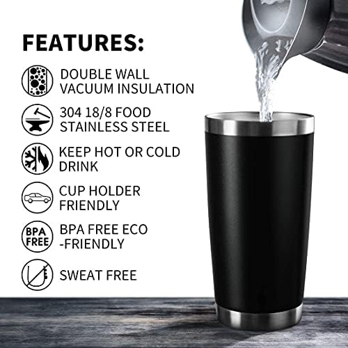 20 oz Stainless Steel Double Wall Vacuum Vasos Travel Cup Tumbler Thermal Coffee Mug Cup With Lid (Light Blue)