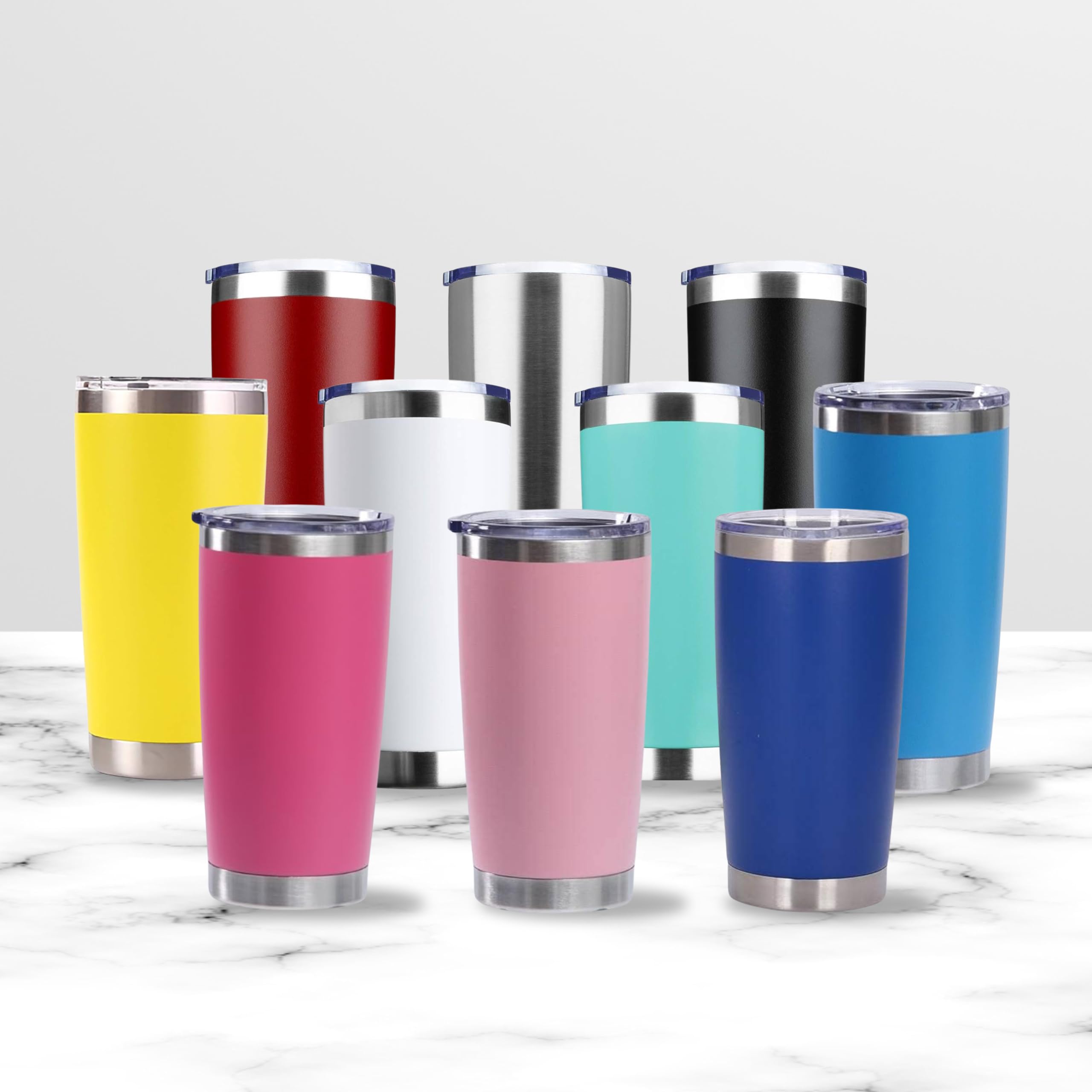 20 oz Stainless Steel Double Wall Vacuum Vasos Travel Cup Tumbler Thermal Coffee Mug Cup With Lid (Blue)