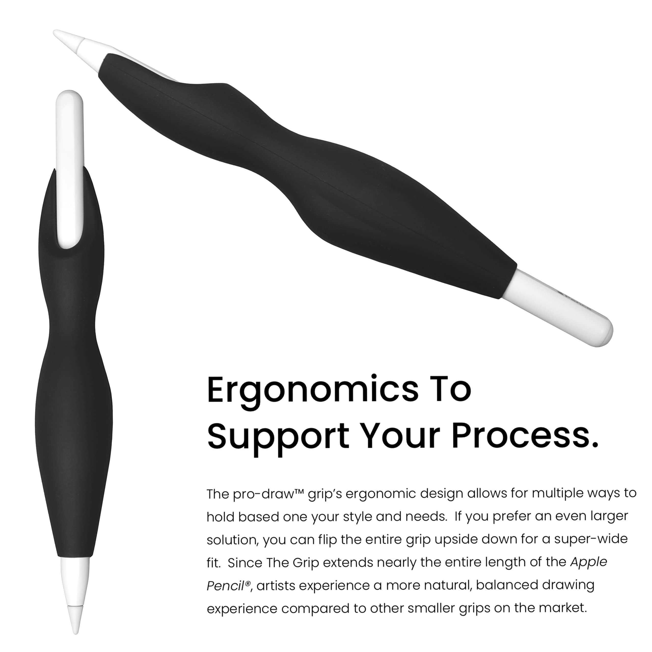 Pro-Draw The Grip for Apple Pencil Pro, 1st /2nd Gen Apple Pencil, and USB-C model // More Comfort. Better Control.