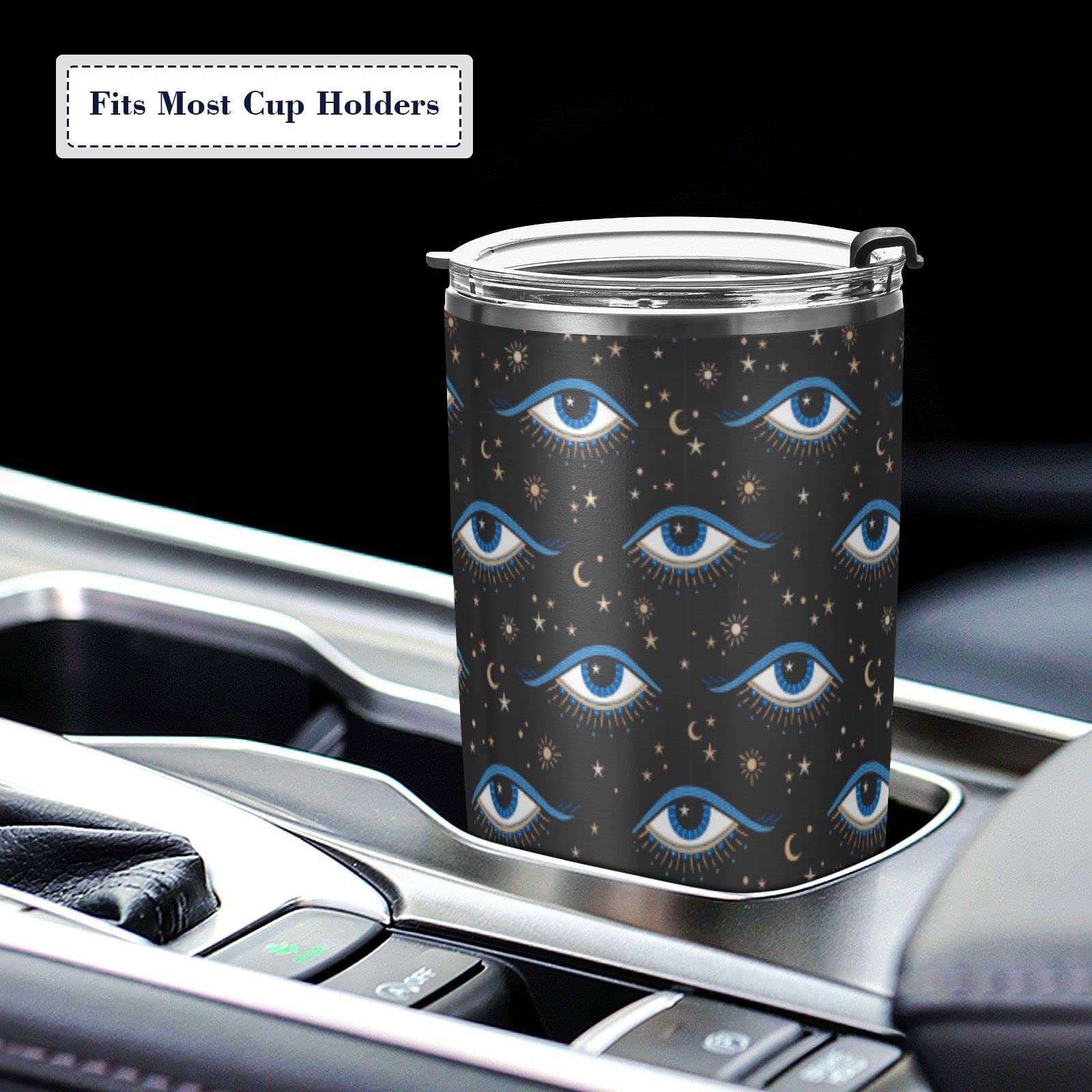 Evil Eye Vector Stainless Tumbler Insulated Coffee Cups with Lid and Straw Travel Mug for Hot and Cold Drinks 20oz