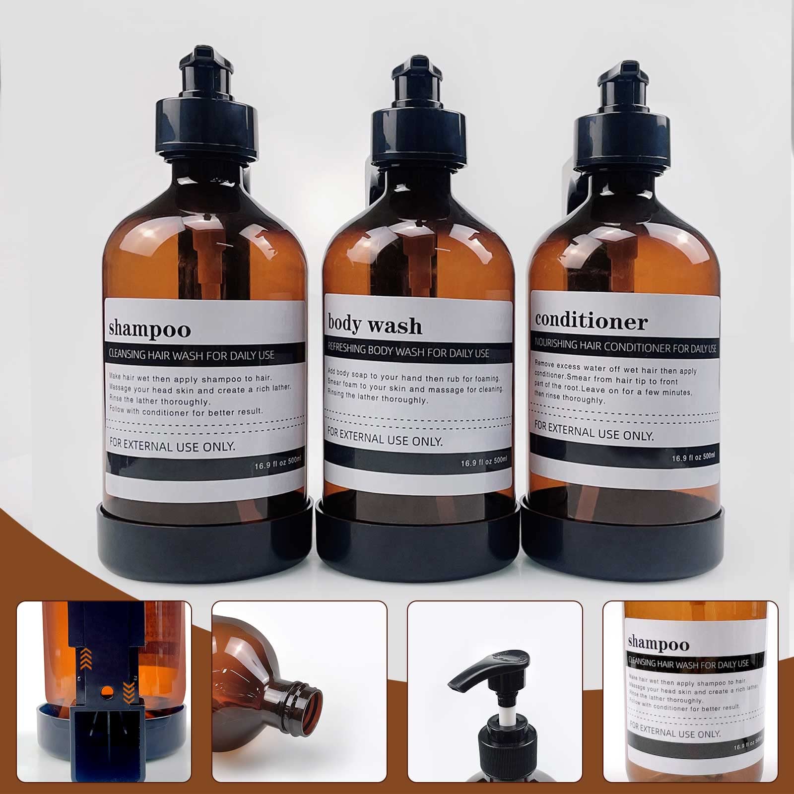 Wall Mounted Shower Soap Dispensers, Modern Shampoo and Conditioner Pump Bottles, Refillable Shower Pump Bottles for Bathroom (3 Pack)