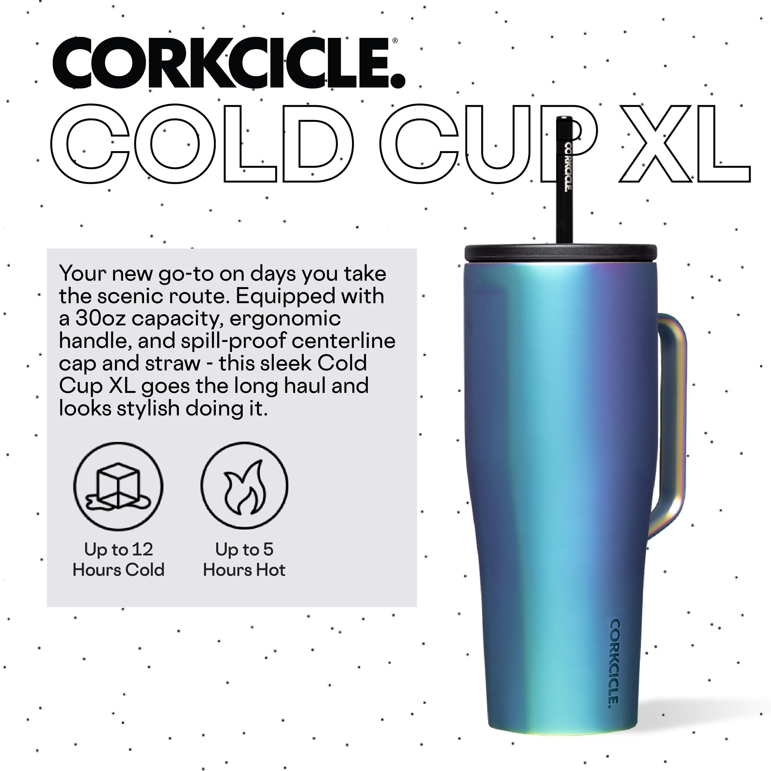 Corkcicle Cold Cup XL Insulated Tumbler with Handle, Lid, & Straw, Dragonfly, 30 oz – Reusable Cupholder Friendly Water Bottle Keeps Drinks Cold 12hrs