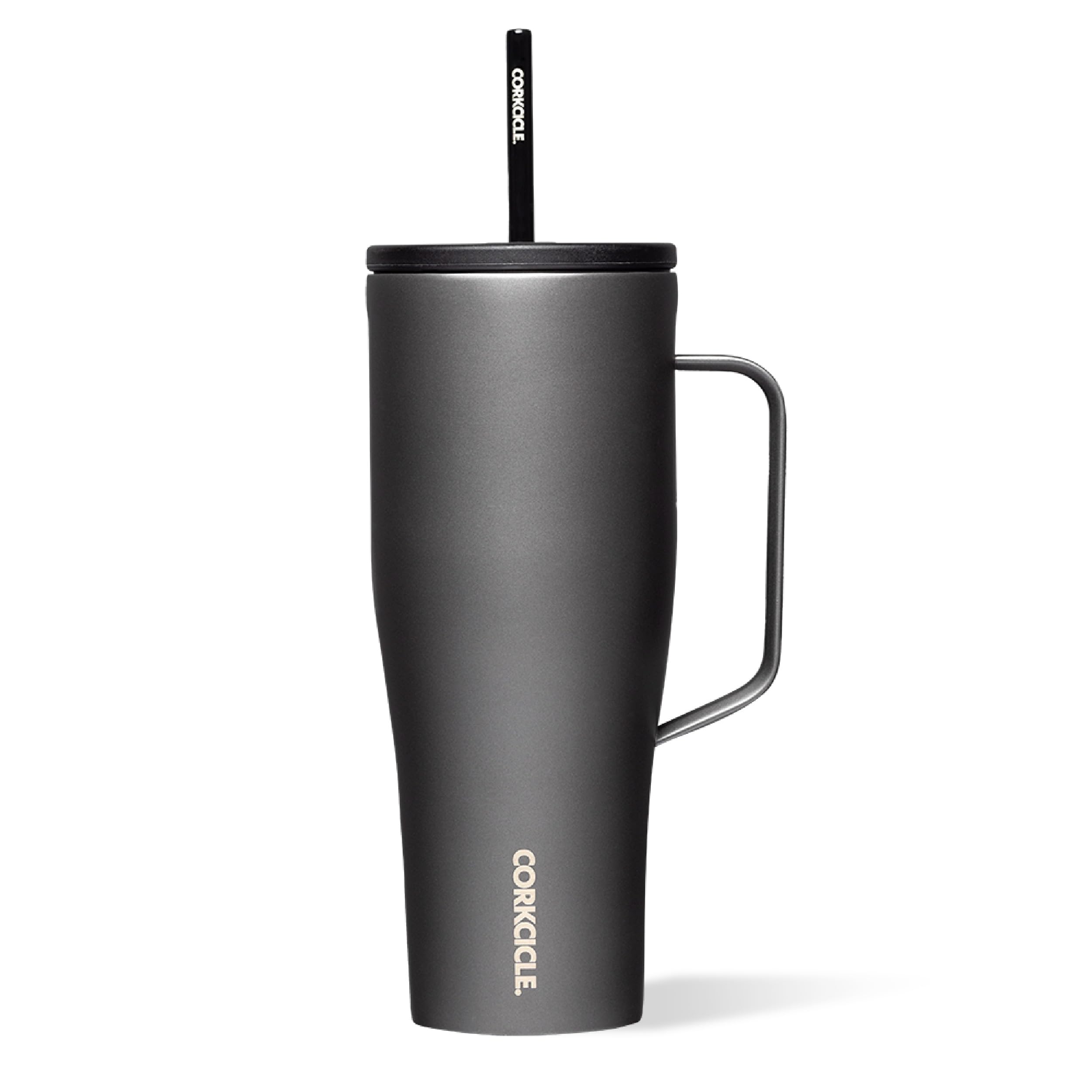 Corkcicle 30oz Tumbler With Handle, Ceramic Slate, Reusable Water Bottle, Triple Insulated Stainless Steel Travel Mug, BPA Free, Keeps Beverages Cold 12 Hours, Tumbler with Lid and Straw, Cold Cup XL