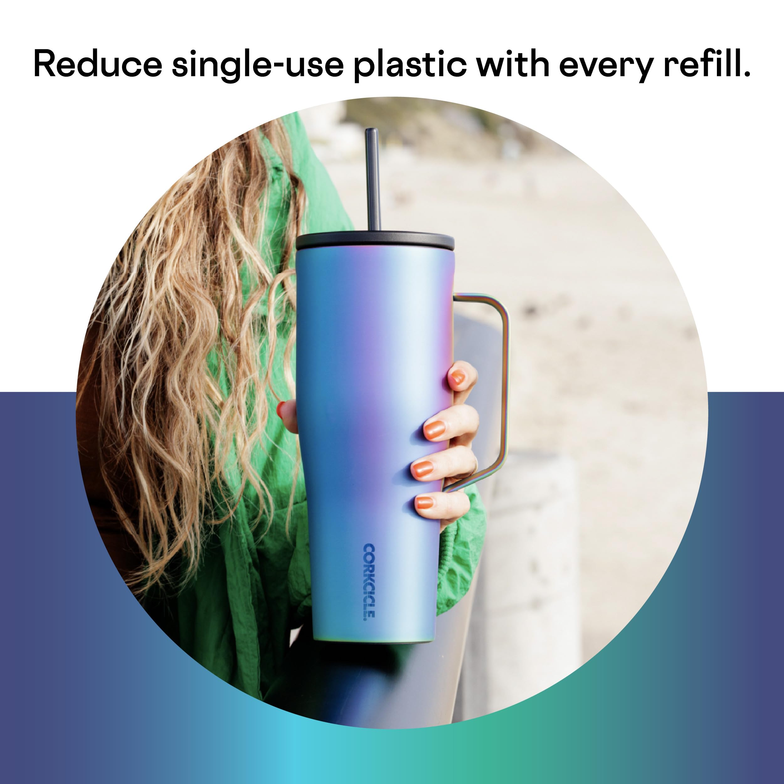 Corkcicle Cold Cup XL Insulated Tumbler with Handle, Lid, & Straw, Dragonfly, 30 oz – Reusable Cupholder Friendly Water Bottle Keeps Drinks Cold 12hrs