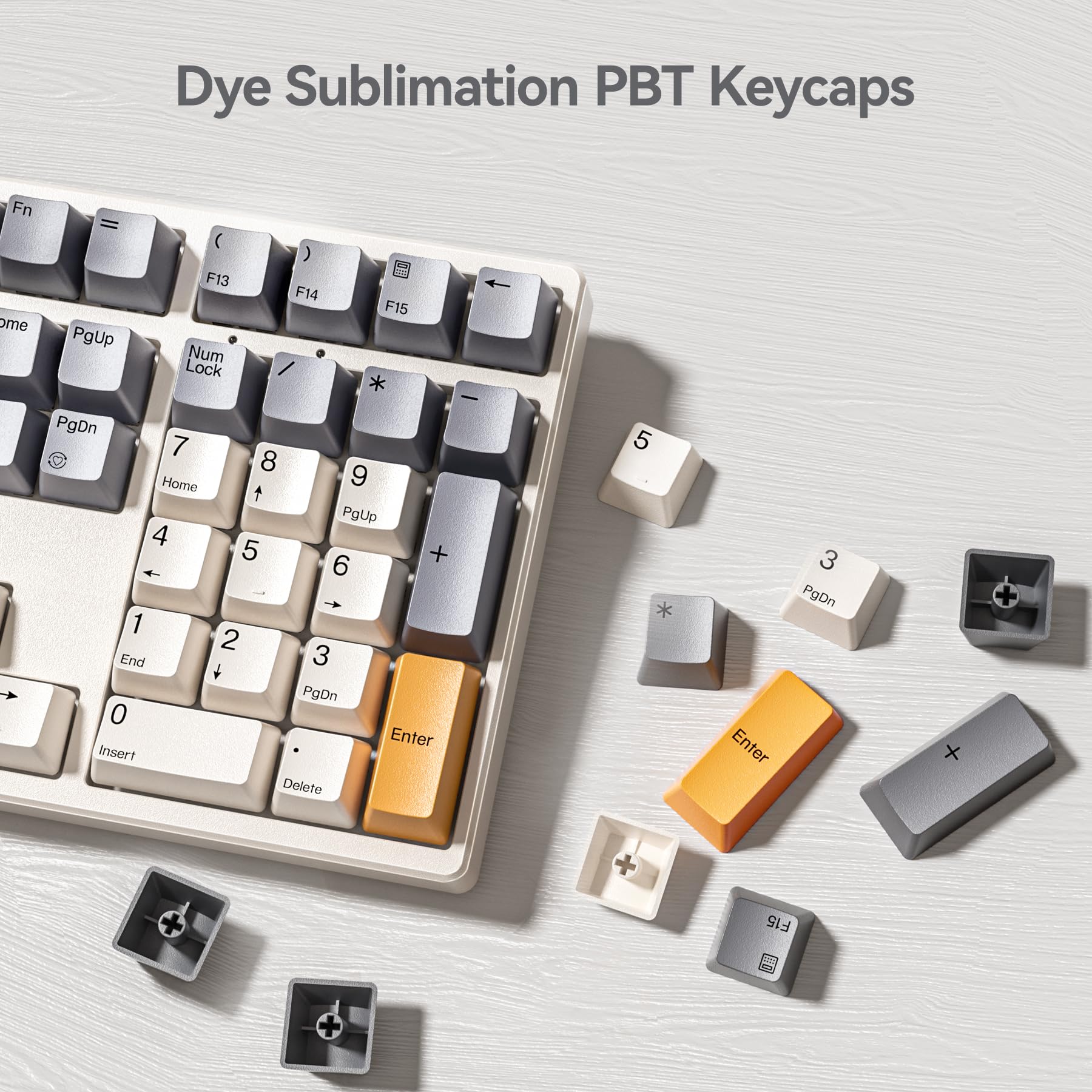Mechanical Number Pad,34 Key Wired USB Numeric Keypad White Backlit Hot Swappable Numpad with PBT Keycaps for Laptop, MacBook,PC Desktop (Retro Beige,Brown Switch)