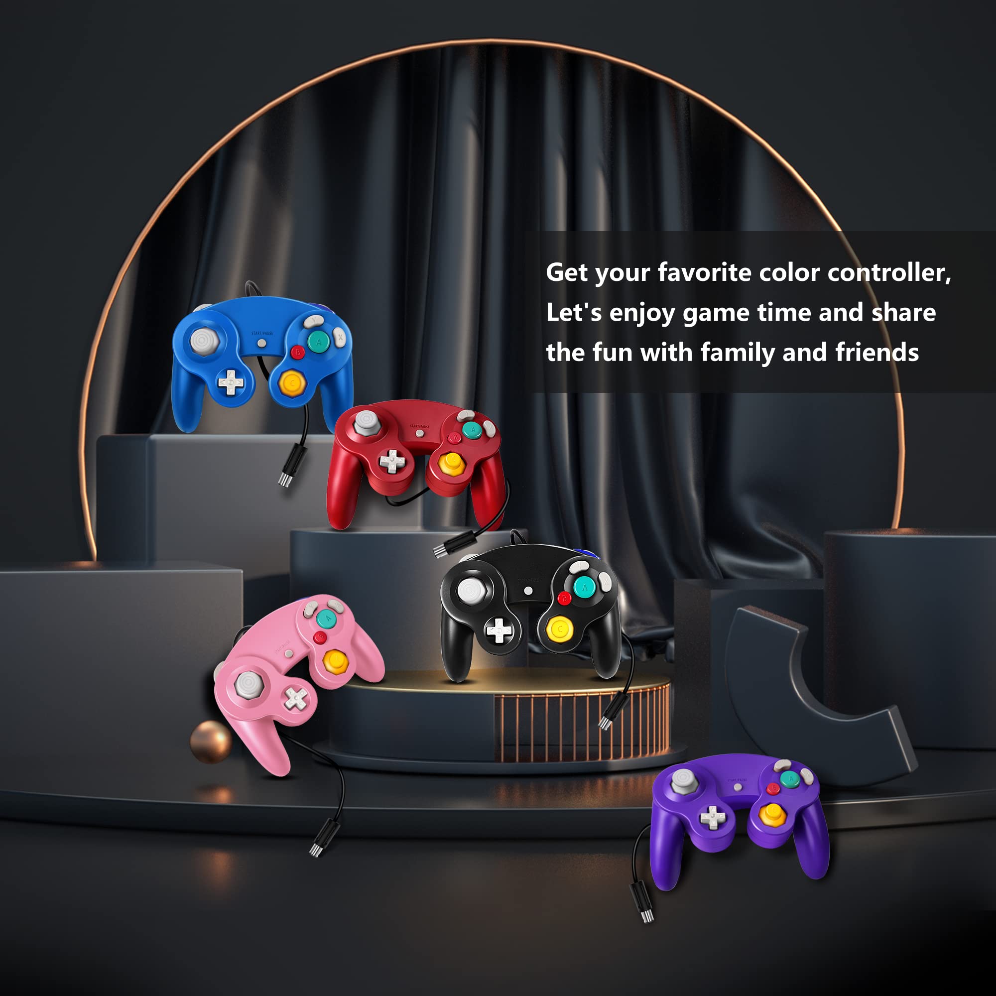 FIOTOK Gamecube Controller, Classic Wired Controller for Wii Nintendo Gamecube (Clear Purple & Clear Green-2Pack)