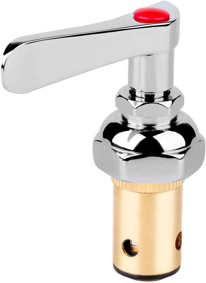 KWODE Brass Eterna Spindle Assembly Replacement Valve for Wall Mount Commercial Pre Rinse Faucet, Hot Side Lever Handle Faucet Stem Assembly Cartridge Faucet Valve, Red