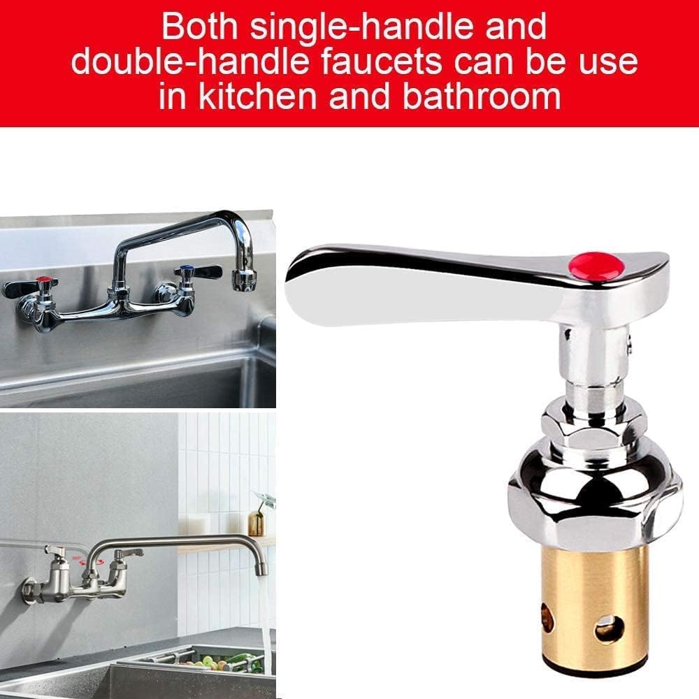 KWODE Brass Eterna Spindle Assembly Replacement Valve for Wall Mount Commercial Pre Rinse Faucet, Hot Side Lever Handle Faucet Stem Assembly Cartridge Faucet Valve, Red