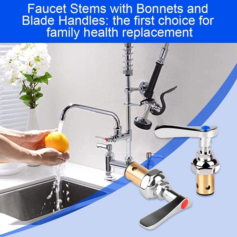 KWODE Brass Eterna Spindle Assembly Replacement Valve for Wall Mount Commercial Pre Rinse Faucet, Cold Side Lever Handle Faucet Stem Assembly Cartridge Faucet Valve, Blue