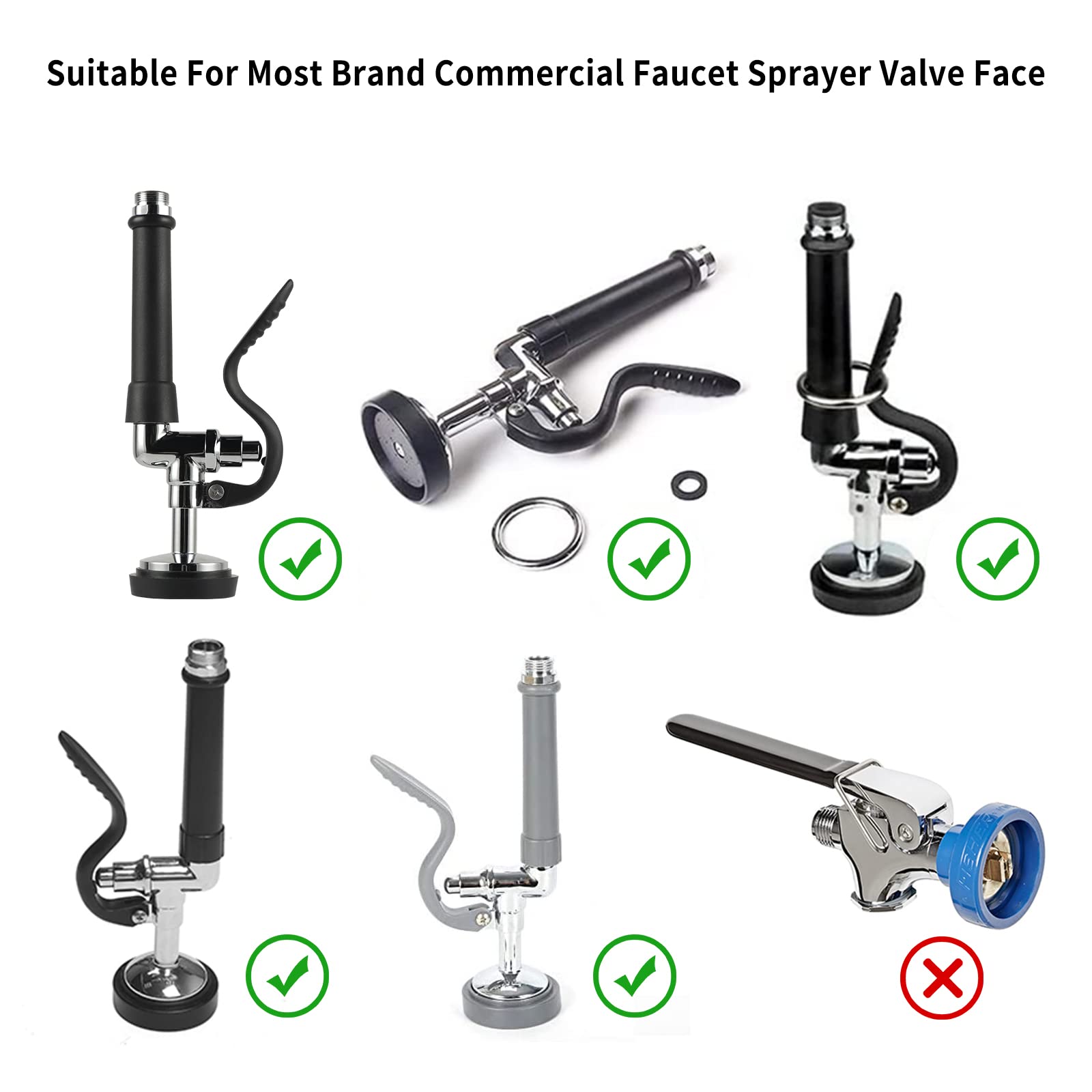 2 Pack Pre-Rinse Spray Valve Repair Kit 1.42 GPM Spray Face Bumper for All Commercial Sink Pre Rinse Faucet Dish Sprayer, Bumper and Screw Replacement Part, Black