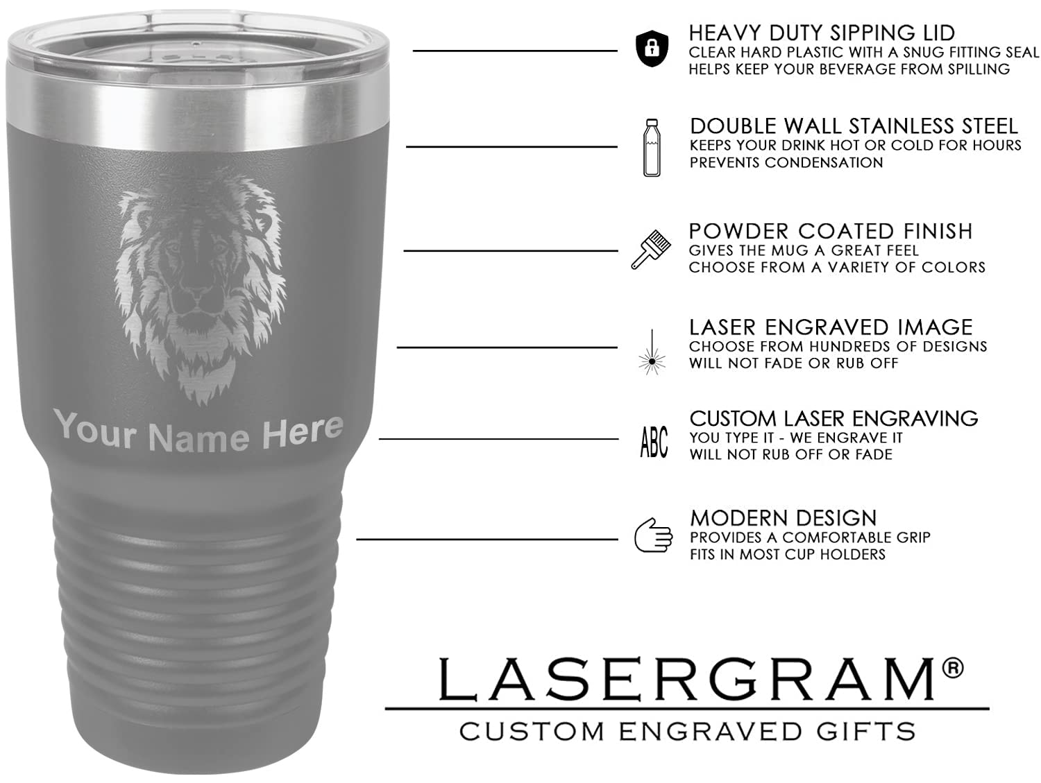 30oz Vacuum Insulated Tumbler Mug, Bull Rider Cowboy, Personalized Engraving Included (Gray)