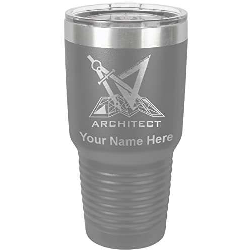 30oz Vacuum Insulated Tumbler Mug, Architect Symbol, Personalized Engraving Included (Gray)