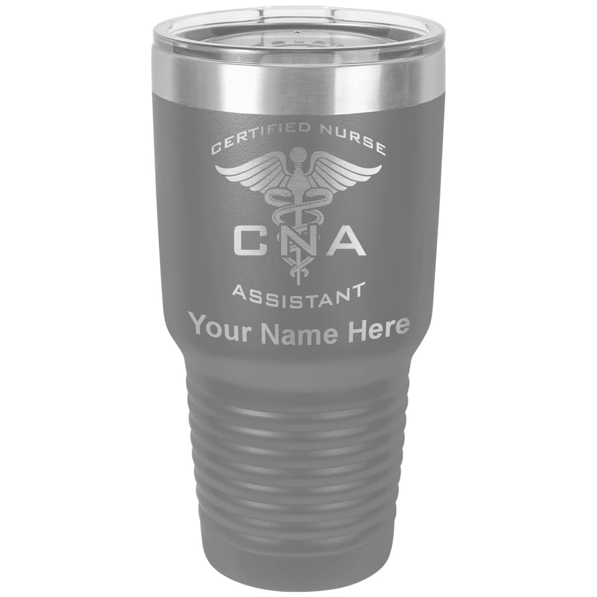 30oz Vacuum Insulated Tumbler Mug, CNA Certified Nurse Assistant, Personalized Engraving Included (Gray)
