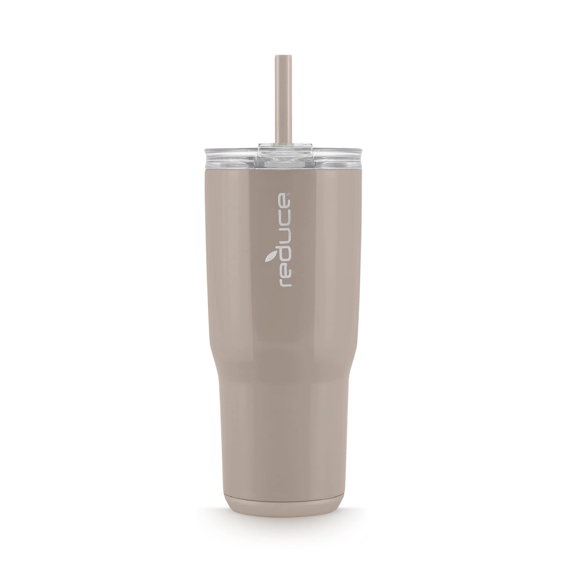 REDUCE Cold1 24 oz Tumbler with Lid and Straw - Dual-Wall Vacuum Insulated Stainless Steel Tumbler - Keeps Drinks Cold up to 24 Hours - Inner Ounce Markings to Track Hydration - OG Sand