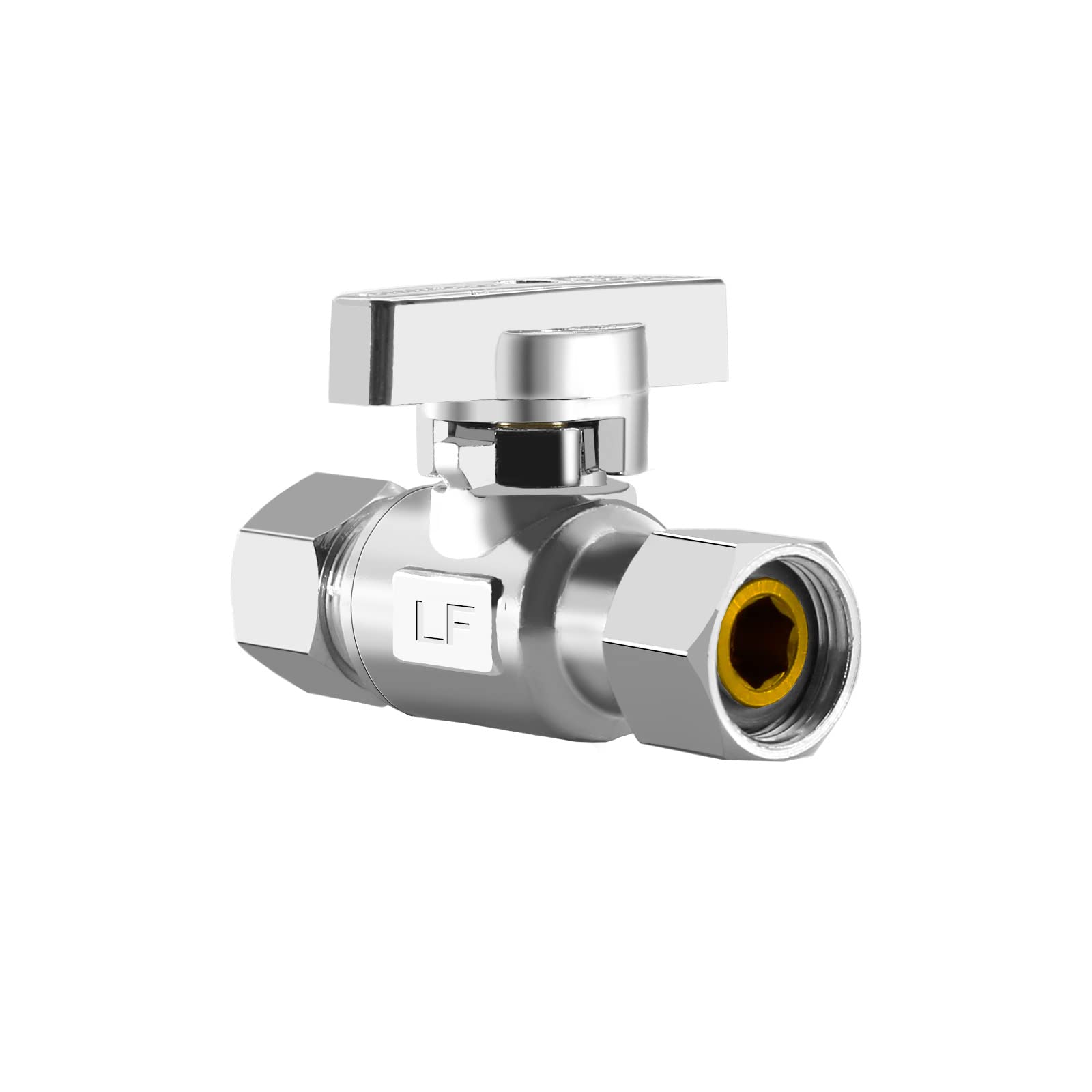 Straight Angle Stop Valve - 3/8 inch Comp Female Swivel x 3/8 inch Comp Male Add on Stop Valve,Chrome Brass Quarter Turn Straight Valve For Kitchen,Bathroom Faucet(1 Pcs)