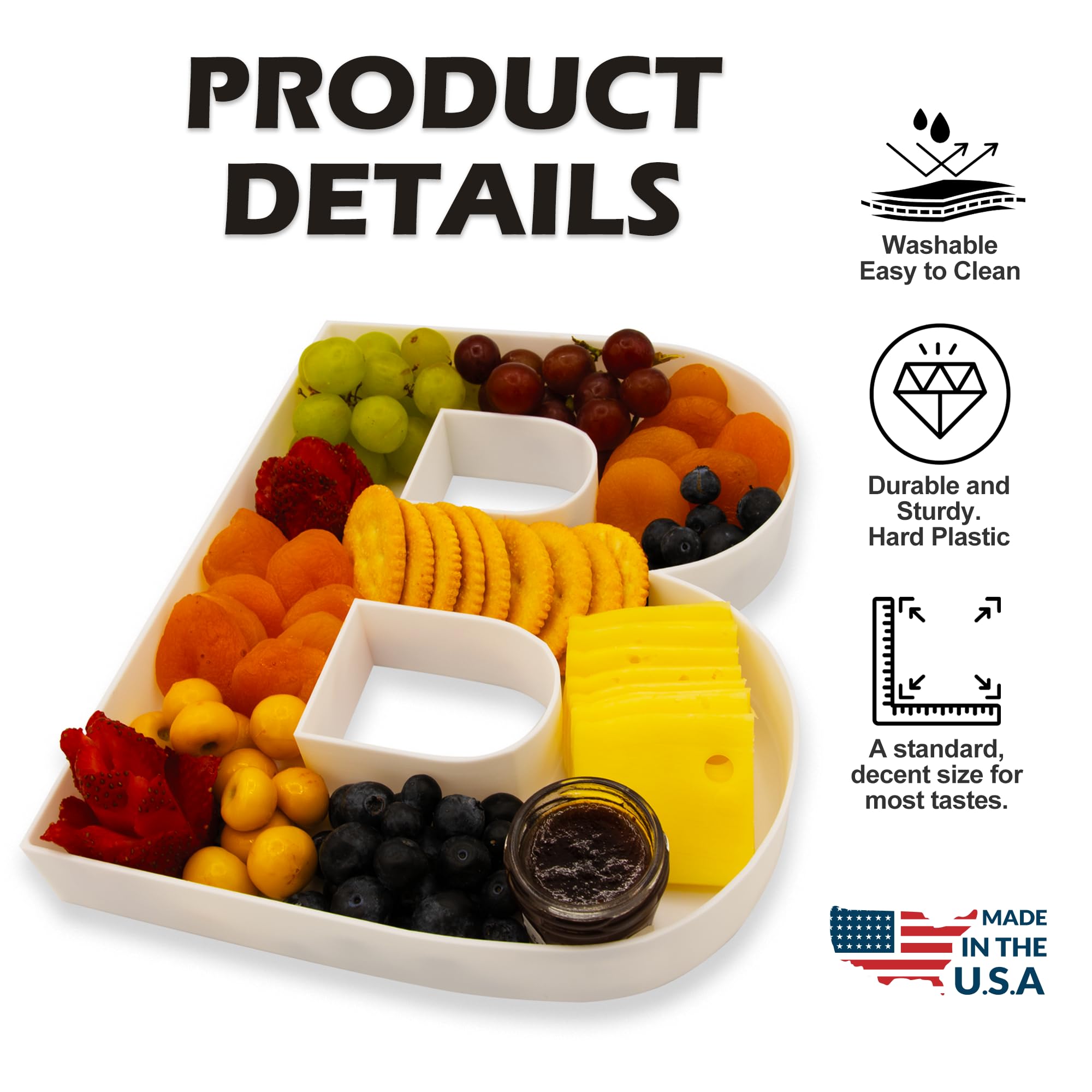 10" Reusable Plastic Box Form Tray Display for Treats, Charcuterie, Cake Pop, Candy, Charcuterie Box, Custom Charcuterie Letters Fillable - Reusable Letter Box - (White Plastic, A)