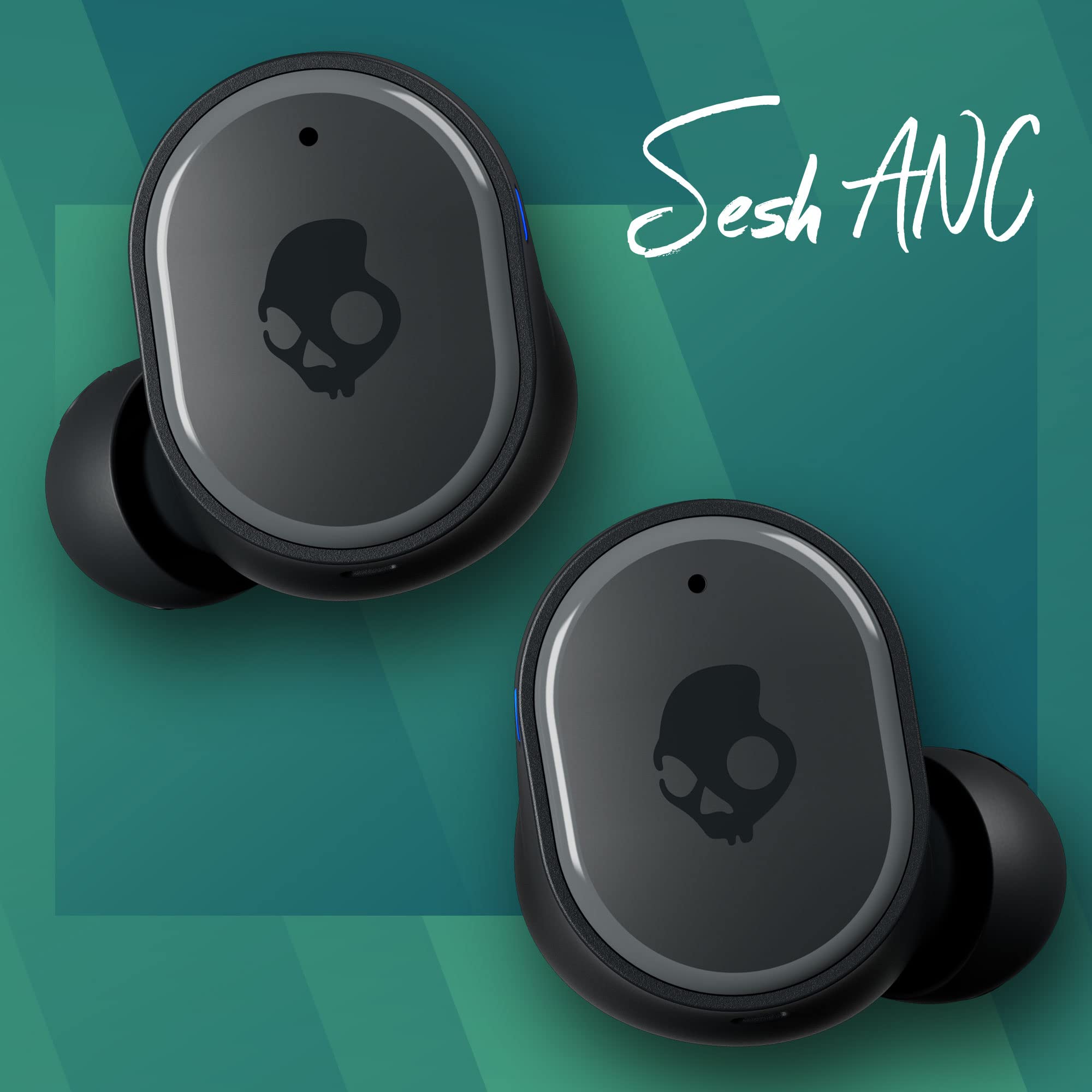 Skullcandy Sesh ANC In-Ear Noise cancelling Wireless Earbuds, 32 Hr Battery, Microphone, Works with iPhone Android and Bluetooth Devices - Black(Renewed) (Renewed)
