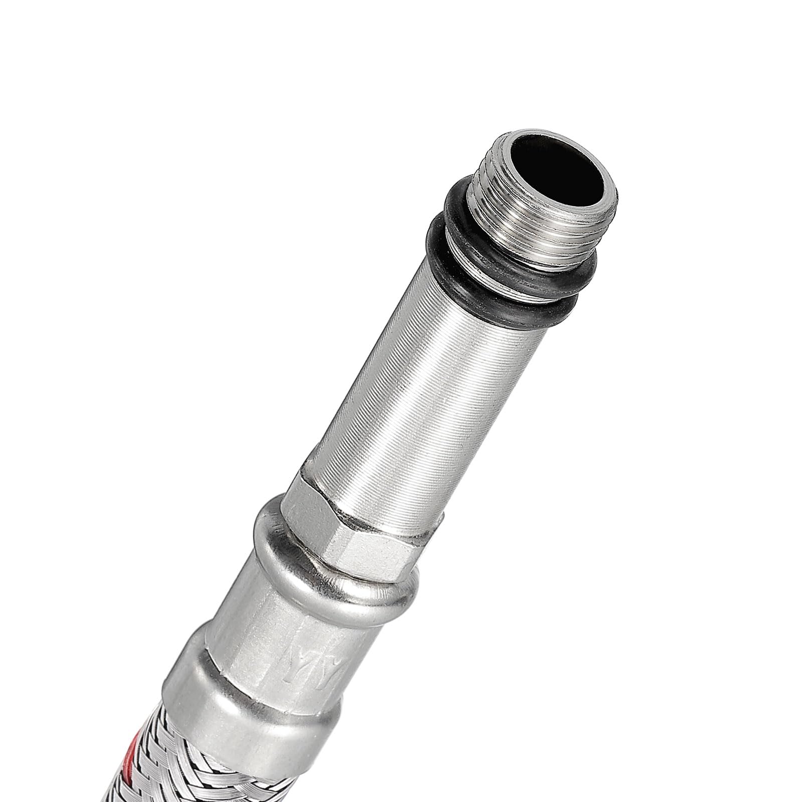 uxcell 24 Inch Long Faucet Supply Line Connector, 2pcs G1/2 Female Compression Thread x M10 Male Connector Braided 304 Stainless Steel Water Supply Hose