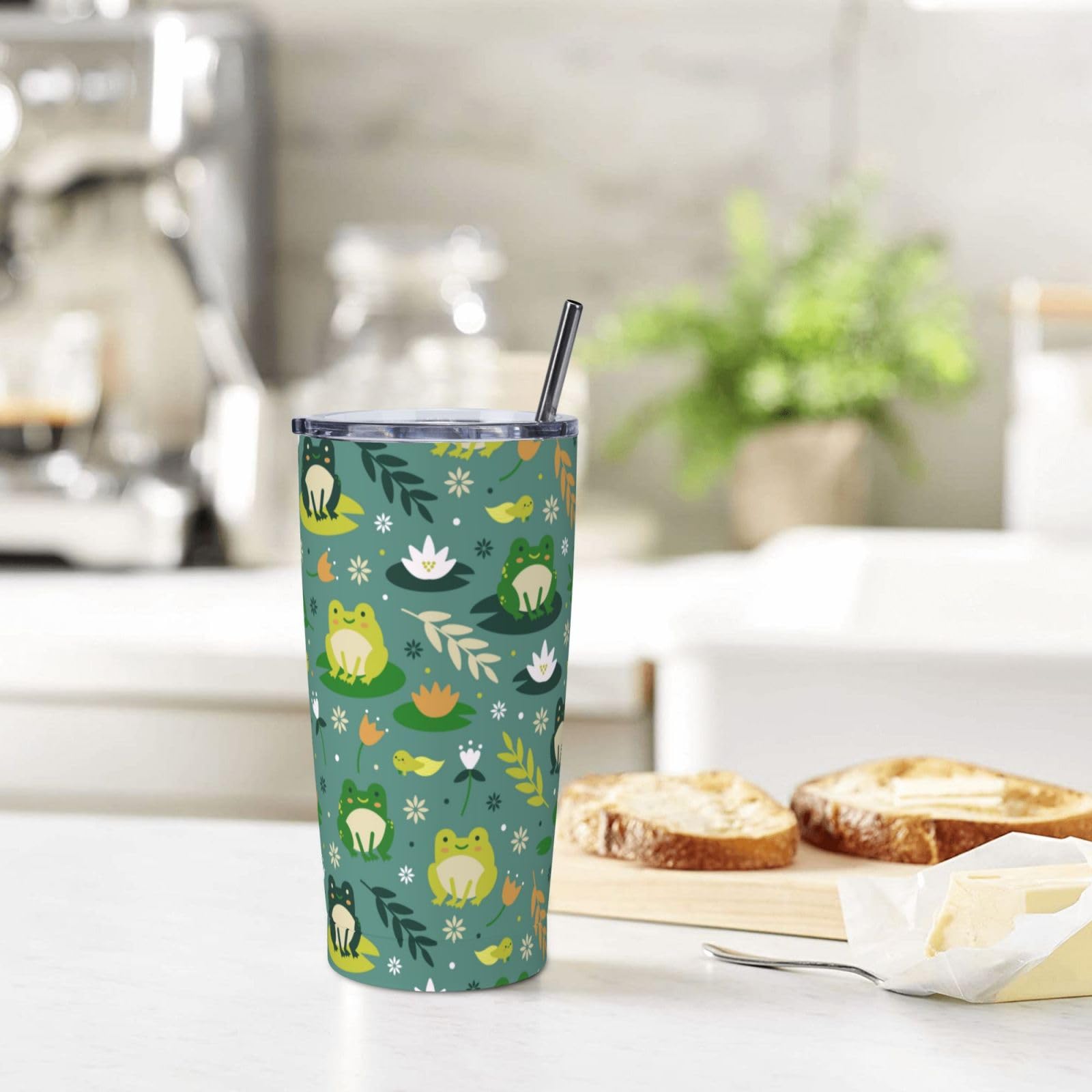 Frog Tumbler with Lid and Straw, 20 Oz Stainless Cup Steel Insulated Water Bottle Travel Coffee Mug