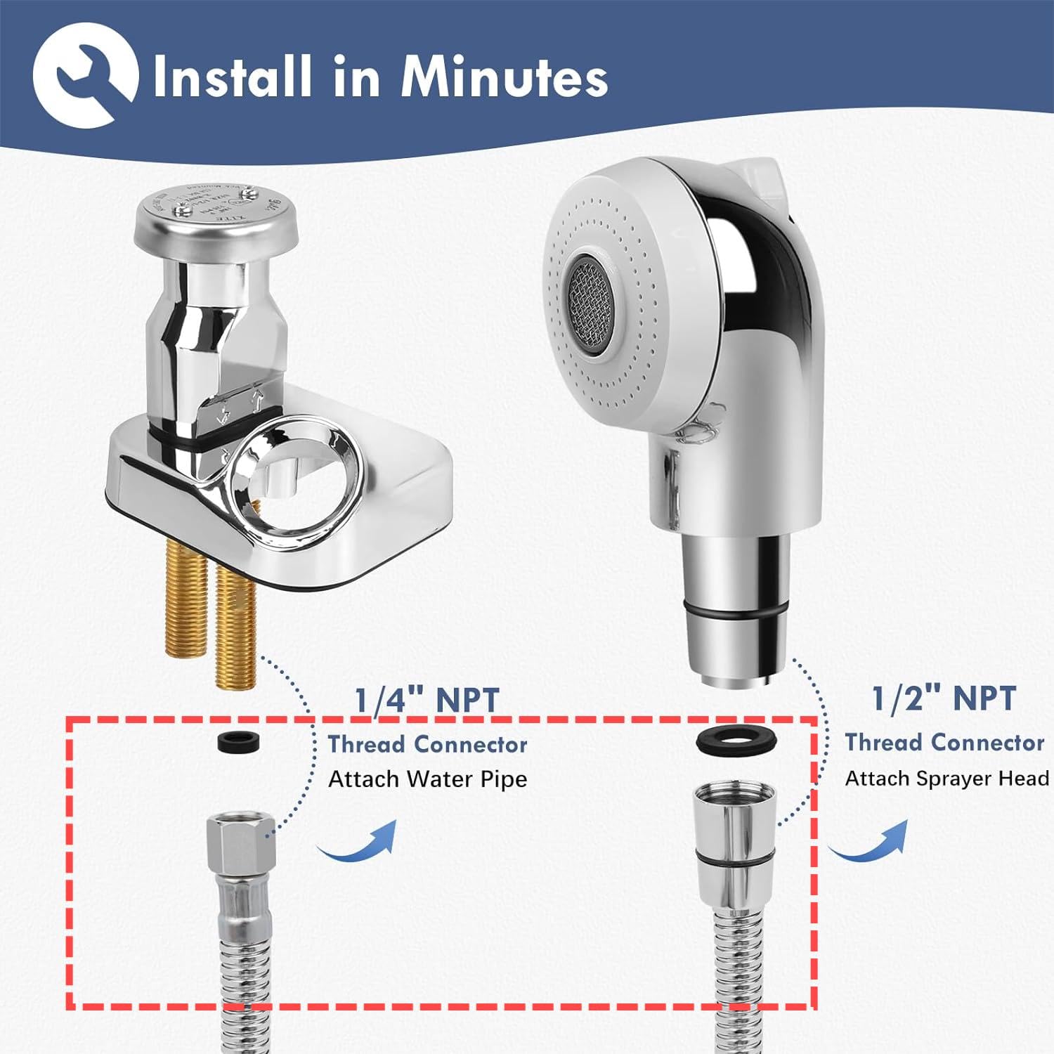 LukLoy ๐/๐" to ๐/๐" Nut Stainless Steel Shampoo Bowl Hose for Professional Salon Shampoo Bowl Faucet and Sprayer Head, Sprayer Head Not Included