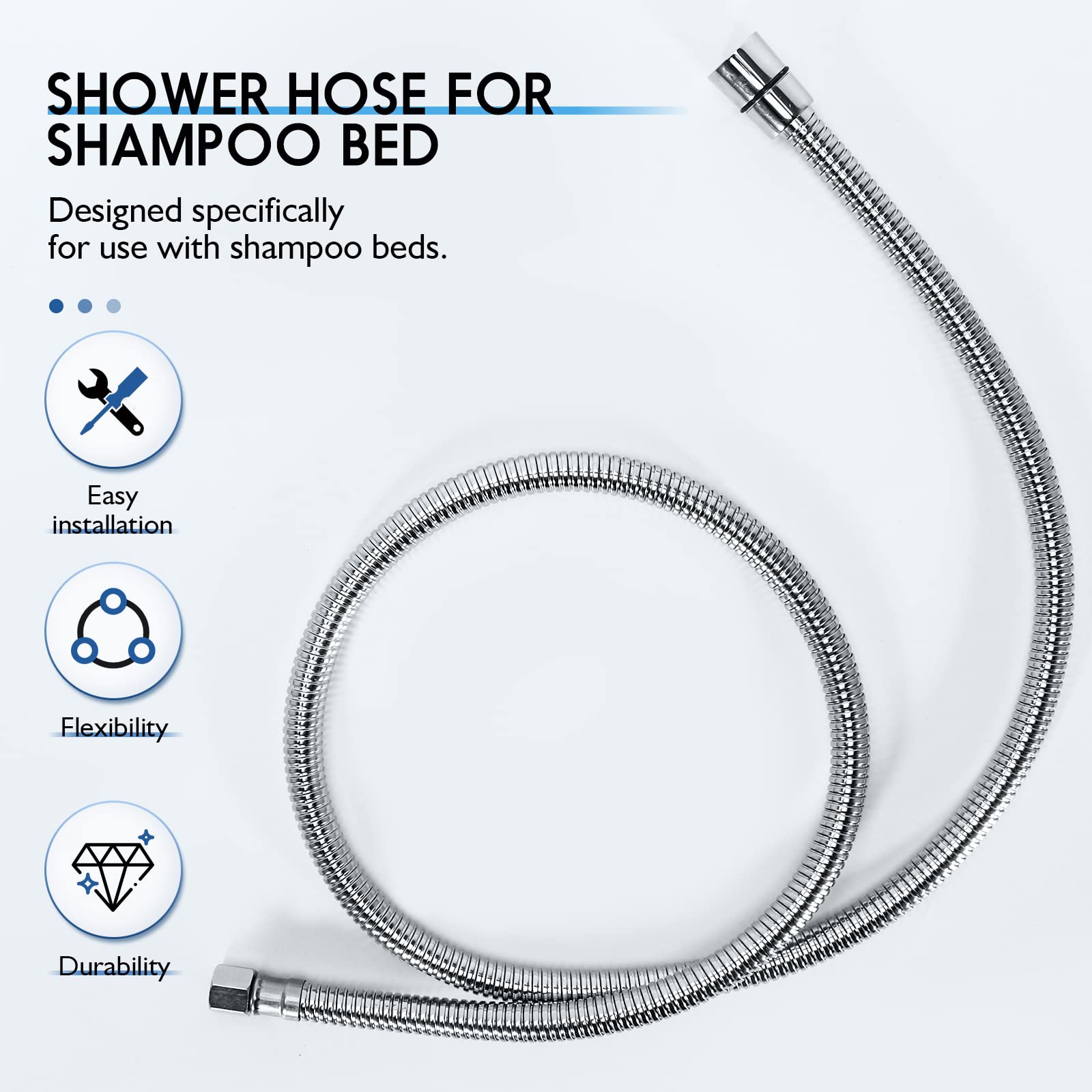 LukLoy ๐/๐" to ๐/๐" Nut Stainless Steel Shampoo Bowl Hose for Professional Salon Shampoo Bowl Faucet and Sprayer Head, Sprayer Head Not Included