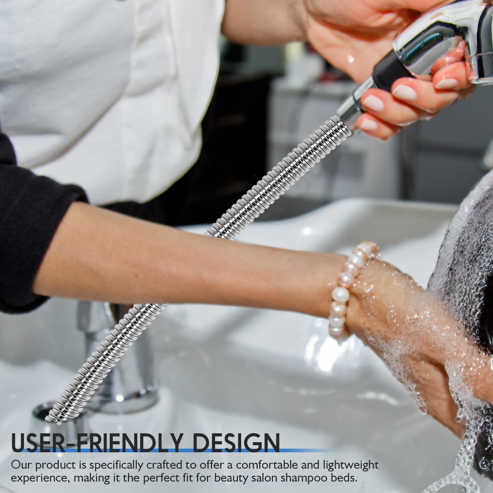 LukLoy ๐/๐" to ๐/๐" Nut Stainless Steel Shampoo Bowl Hose for Professional Salon Shampoo Bowl Faucet and Sprayer Head, Sprayer Head Not Included