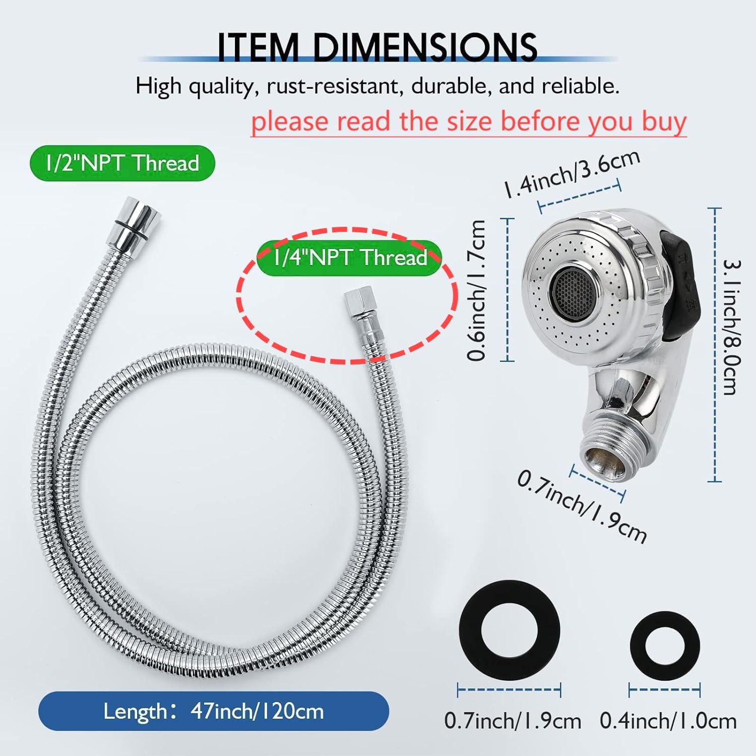 LukLoy Shampoo Bowl Sprayer Hose Replacement, 1/4" Nut Professional Salon Sink Stainless Steel Hose for Sink Shampoo Bed