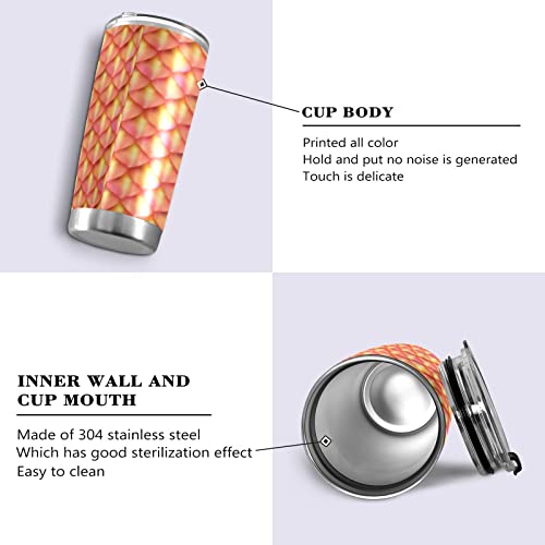 Gold Fantasy Dragon Scales Stainless Tumbler Insulated Coffee Cups with Lid and Straw Travel Mug for Hot and Cold Drinks 20oz
