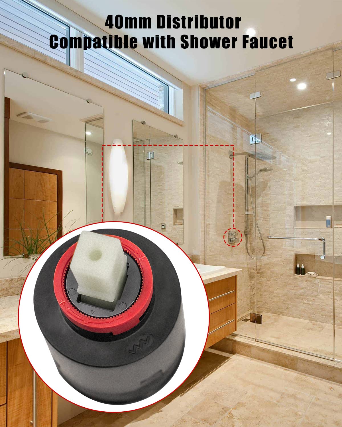 Qnbes Pressure Balance Cartridge 40mm with Distributor Replace 40PHF-2 Compatible with Shower Faucet (Cartridge Only)