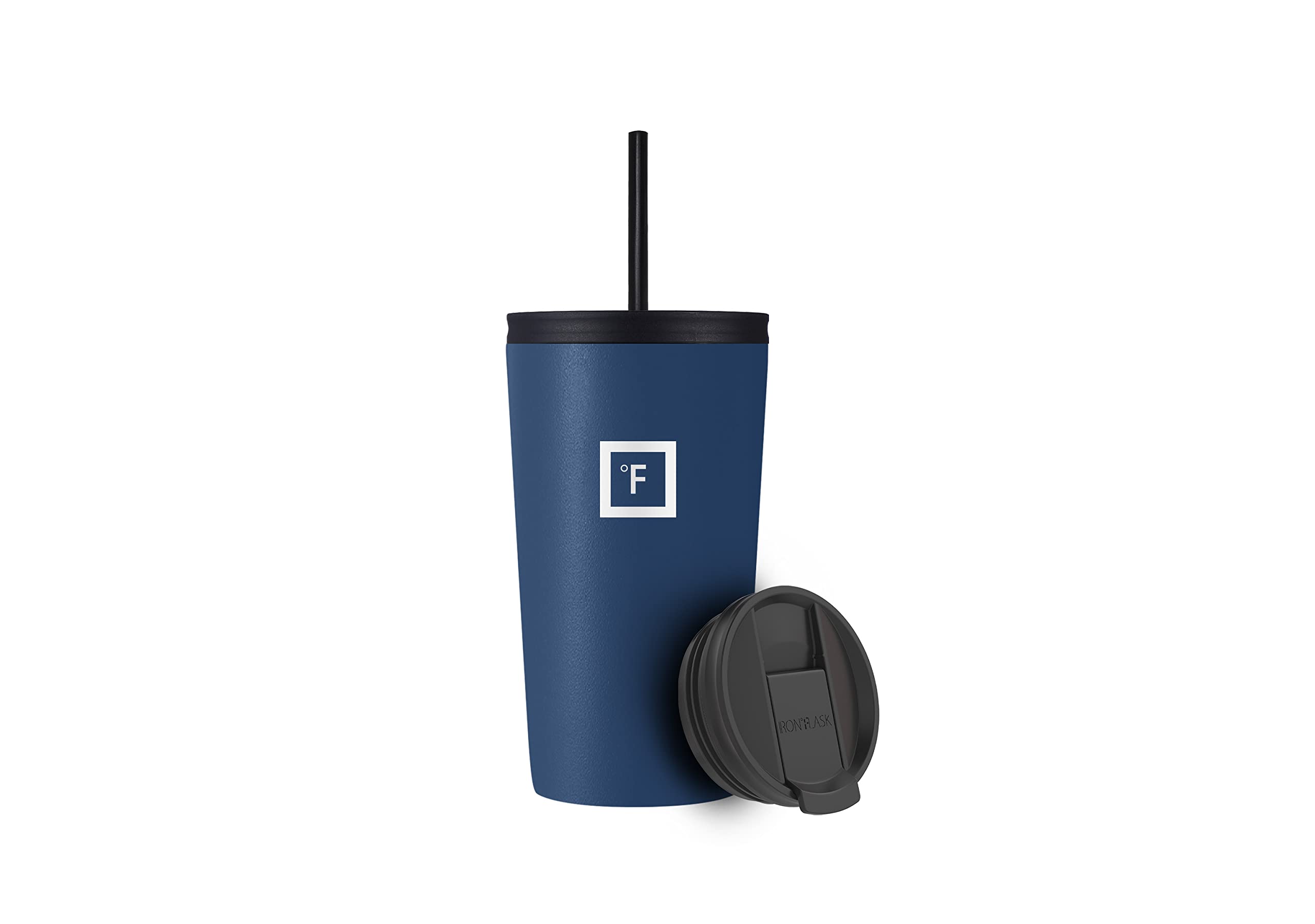 IRON °FLASK Classic Tumbler 2.0-2 Lids (Straw/Flip), Vacuum Insulated Stainless Steel Water Bottle, Double Walled, Drinking cup, Thermo Travel Mug - Twilight Blue, 16 Oz