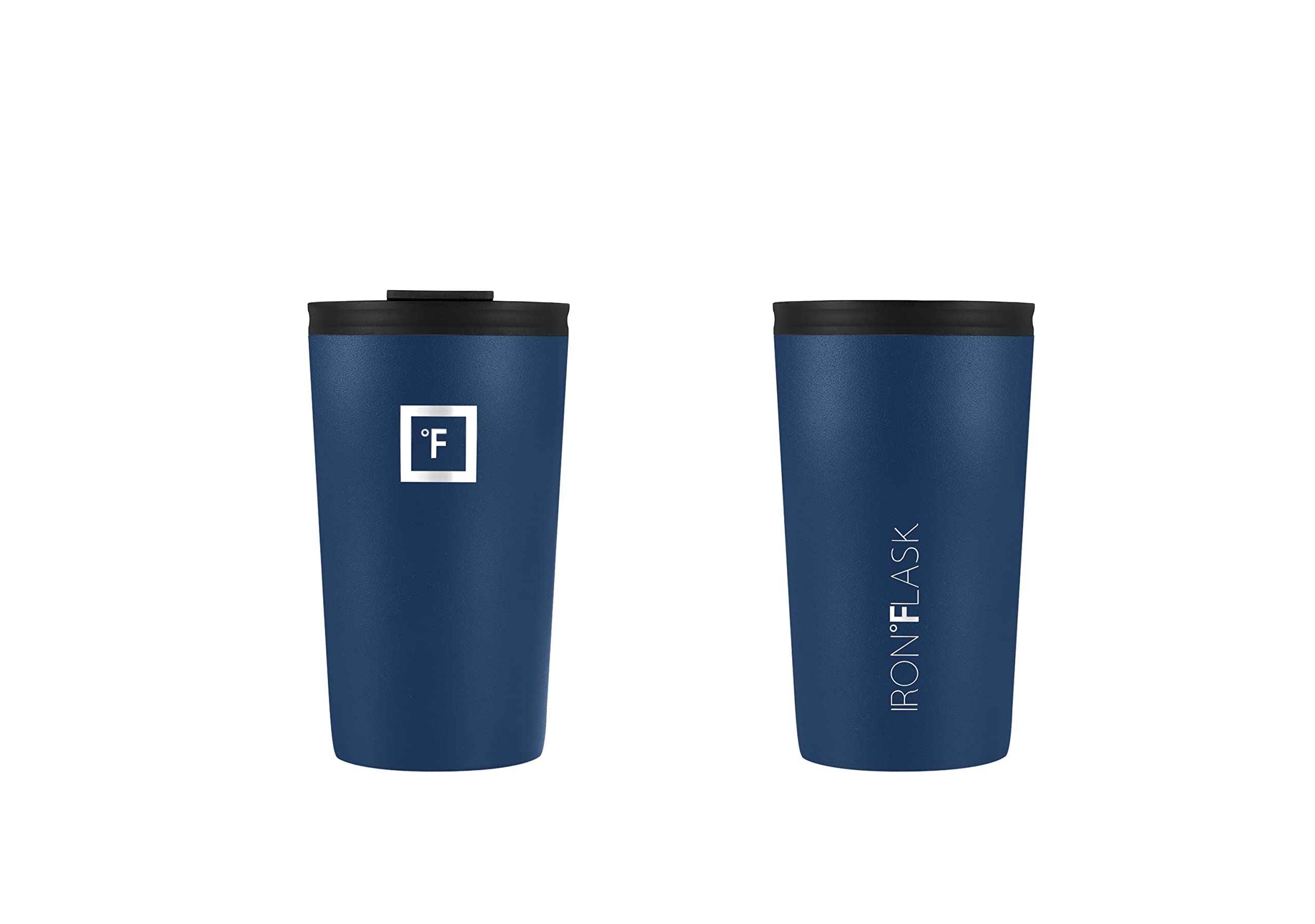IRON °FLASK Classic Tumbler 2.0-2 Lids (Straw/Flip), Vacuum Insulated Stainless Steel Water Bottle, Double Walled, Drinking cup, Thermo Travel Mug - Twilight Blue, 16 Oz