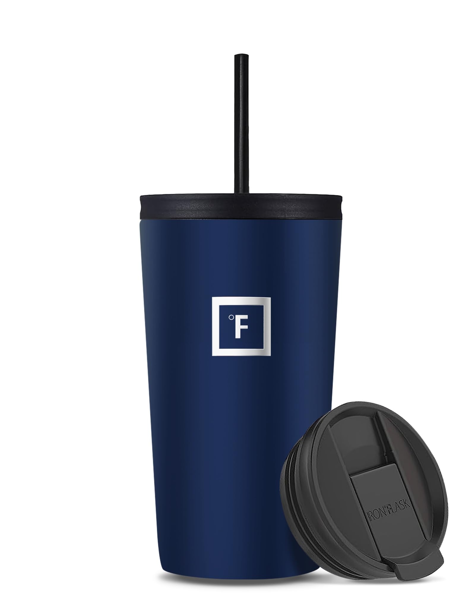 IRON °FLASK Classic Tumbler 2.0-2 Lids (Straw/Flip), Vacuum Insulated Stainless Steel Water Bottle, Double Walled, Drinking cup, Thermo Travel Mug - Twilight Blue, 16 Oz