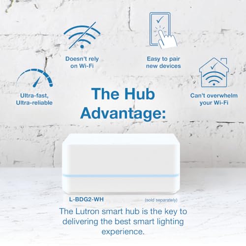 Lutron Diva Smart Dimmer Switch for Caseta Smart Lighting (Lutron Smart Hub Required), for LED Lights, 150 Watt, Single-Pole/3Way, No Neutral Required, DVRF-6L-BR, Brown
