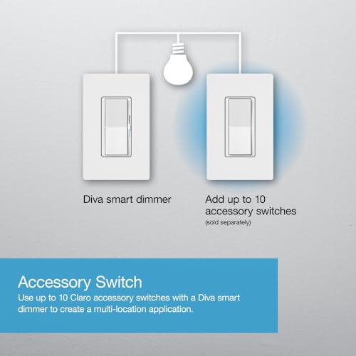 Lutron Diva Smart Dimmer Switch for Caseta Smart Lighting (Lutron Smart Hub Required), for LED Lights, 150 Watt, Single-Pole/3Way, No Neutral Required, DVRF-6L-BR, Brown
