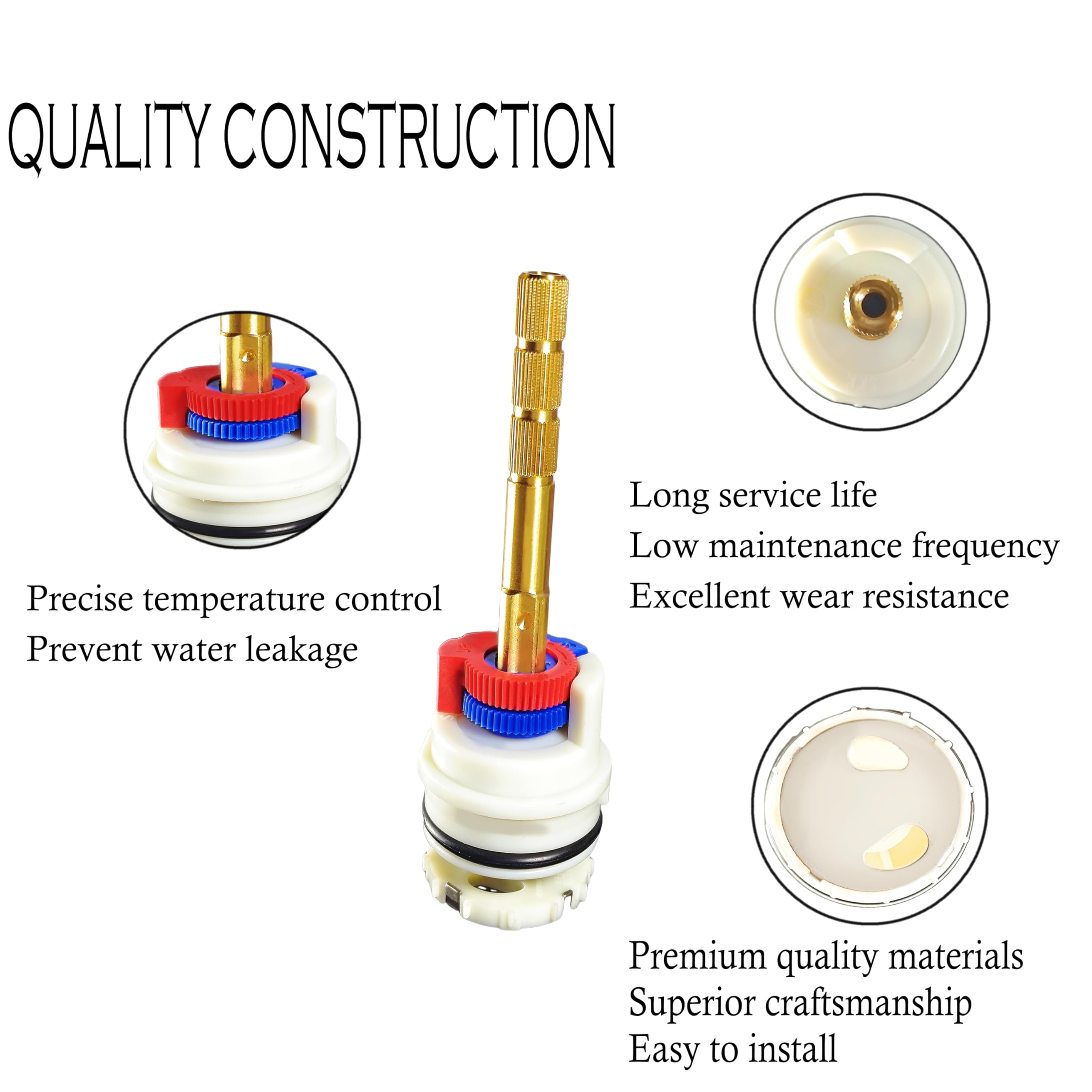 ALITZ Compatible with Danze DA603567 Round Stem Washerless Cartridge for Glacier Bay and Pegasus Single Handle Tub & Shower Faucets with Temperature Limit Stops & seats & springs - ADA compliant
