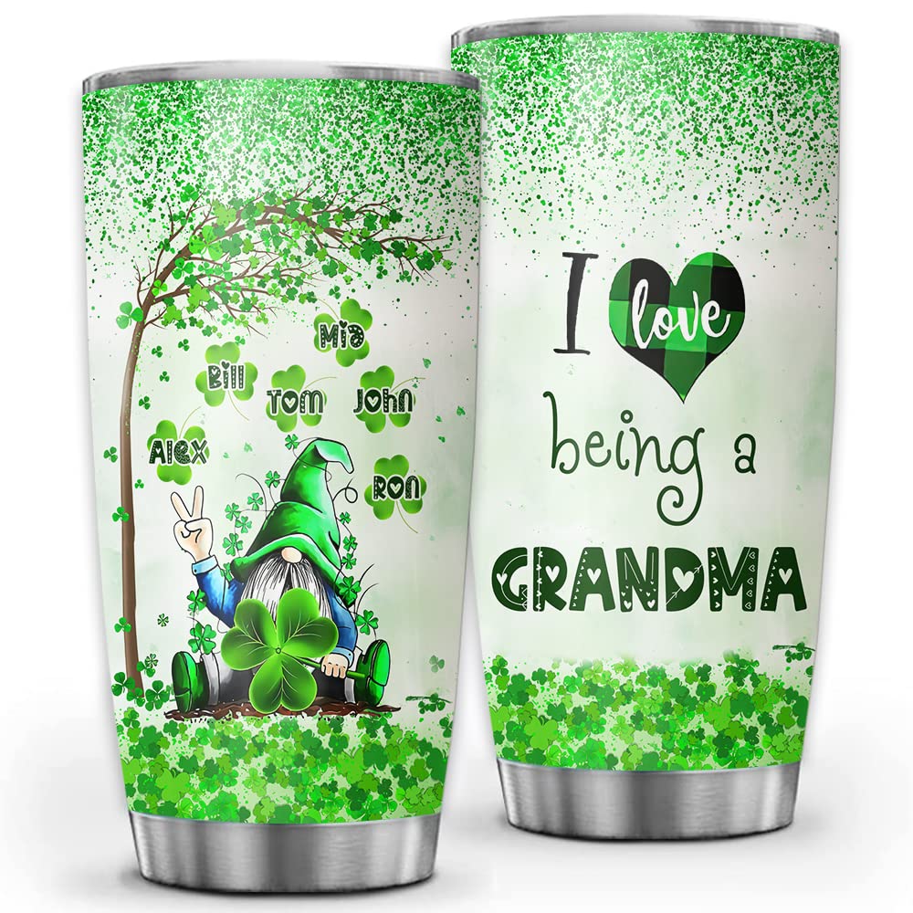 So Many Pets Personalized Gnome I Love Being A Nana Mimi Grandma Tumbler Cup with Grandkids Names, Gift For Grandmother Granny Grammy Birthday 20oz 30oz Coffee/Tea Mug with Lid