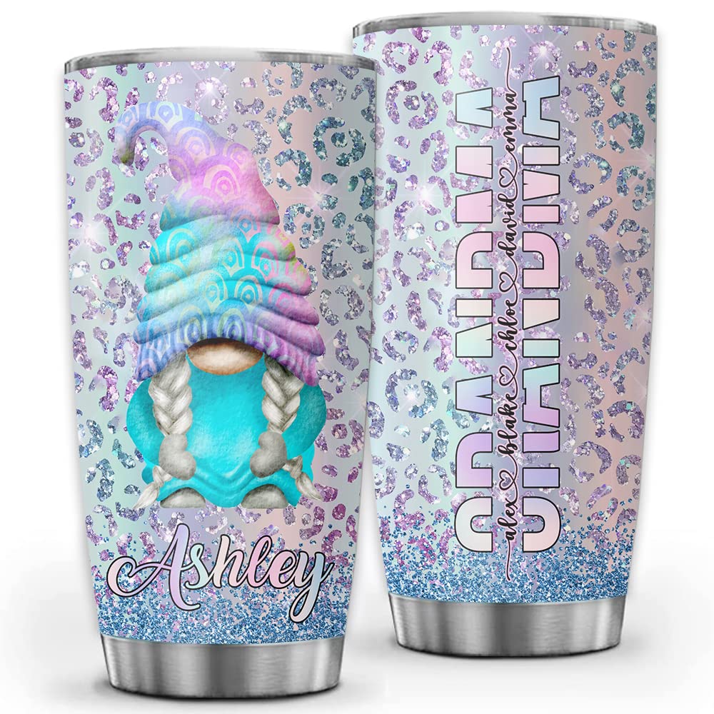 So Many Pets Personalized Gnome I Love Being A Nana, Mimi, Grandma Tumbler Cup with Grandkids Names, Gift For Grandmother Granny Grammy Birthday Gifts 20oz 30oz Insulated Coffee/Tea with Lid