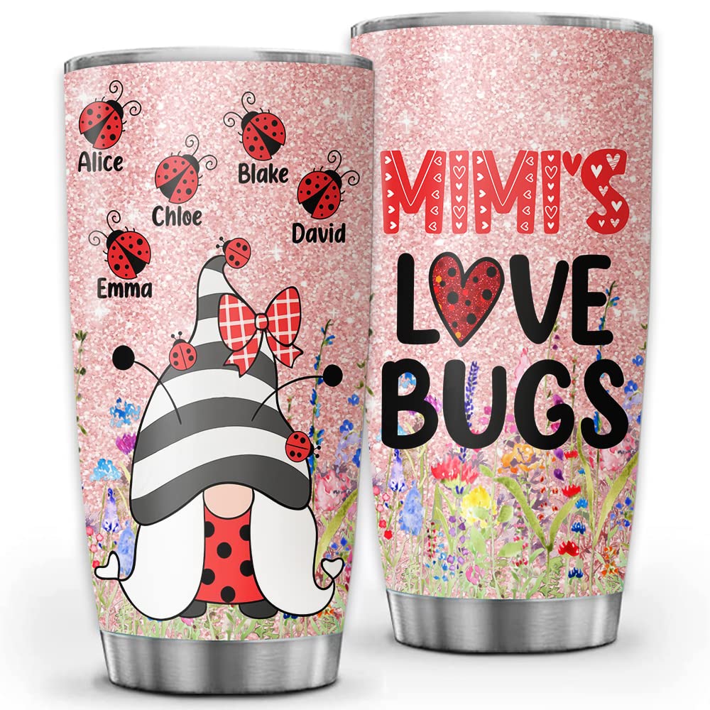So Many Pets Personalized Gnome I Love Being A Nana Mimi Grandma Tumbler Cup with Grandkids Names, Gift For Grandmother Granny Grammy Birthday Gifts 20oz 30oz Insulated Coffee/Tea with Lid