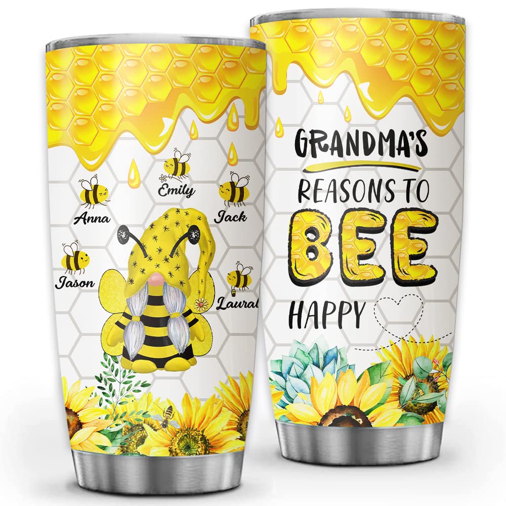 So Many Pets Personalized Gnome I Love Being A Nana, Mimi, Grandma Tumbler Cup with Grandkids Names, Gift For Grandmother Granny Grammy Birthday Gifts 20oz Insulated Coffee/Tea with Lid