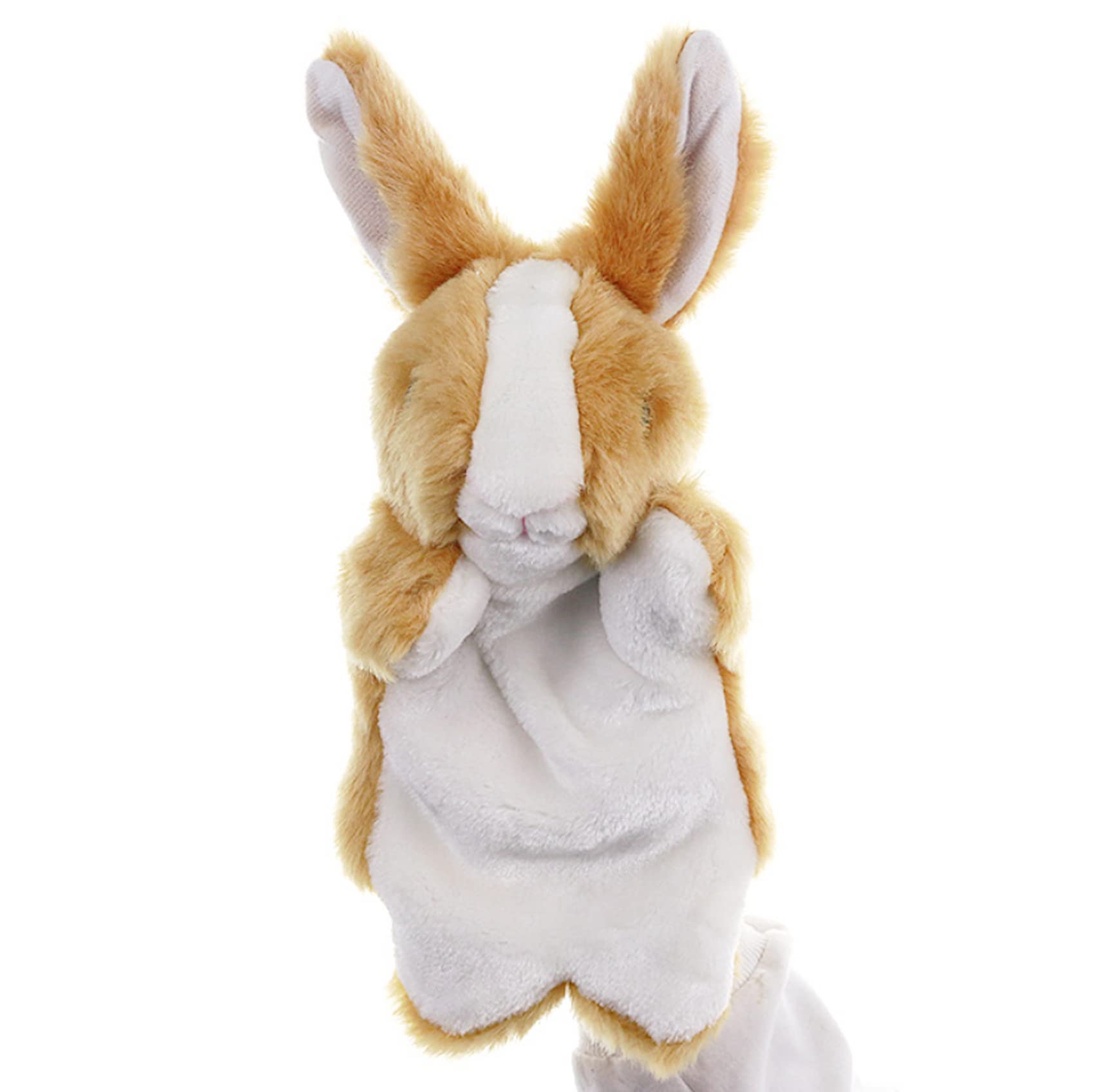 Bunny Hand Puppets Rabbit Plush Animals Toys for Kids Imaginative Pretend Play Storytelling (Brown)
